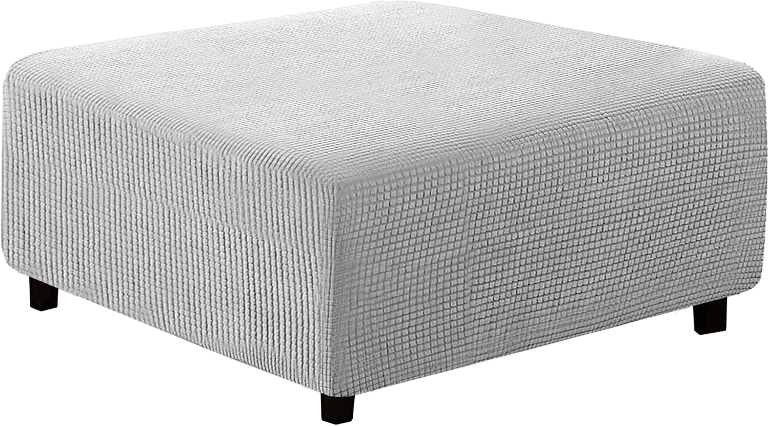 qiden Square Footstool Cover Jacquard Plush Thicker Large Stretch ...