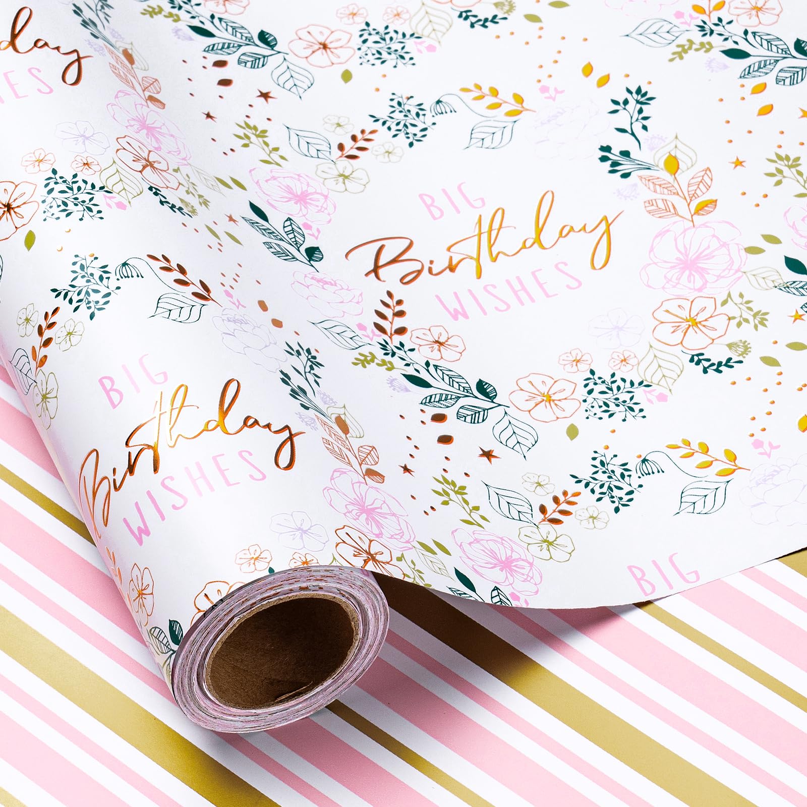 Amazon.com: LeZakaa Reversible Birthday Wrapping Paper Roll, Big ...