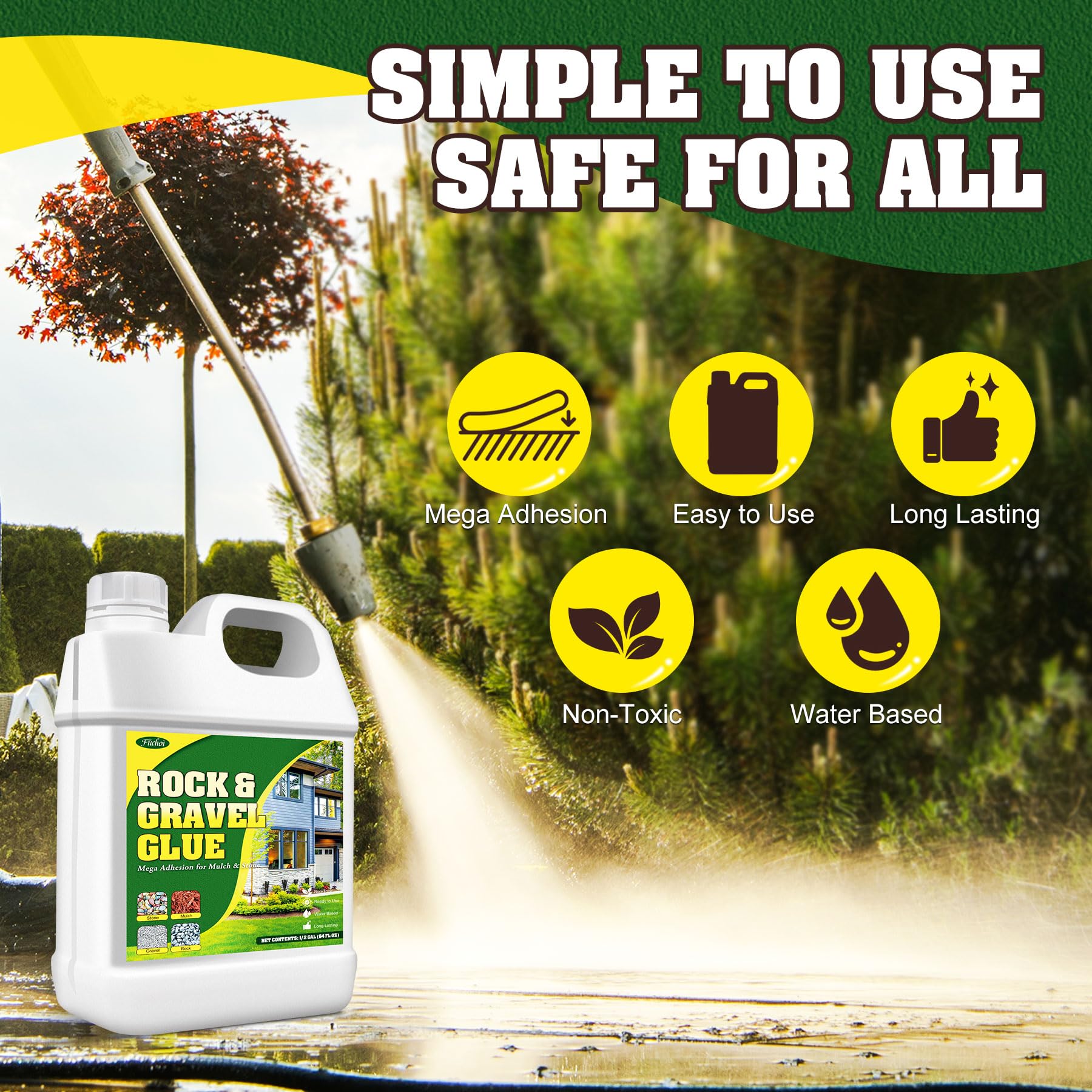 Landscape Adhesive Mulch Glue & Rock Stabilizer - 1 Gallon Concentrate ...