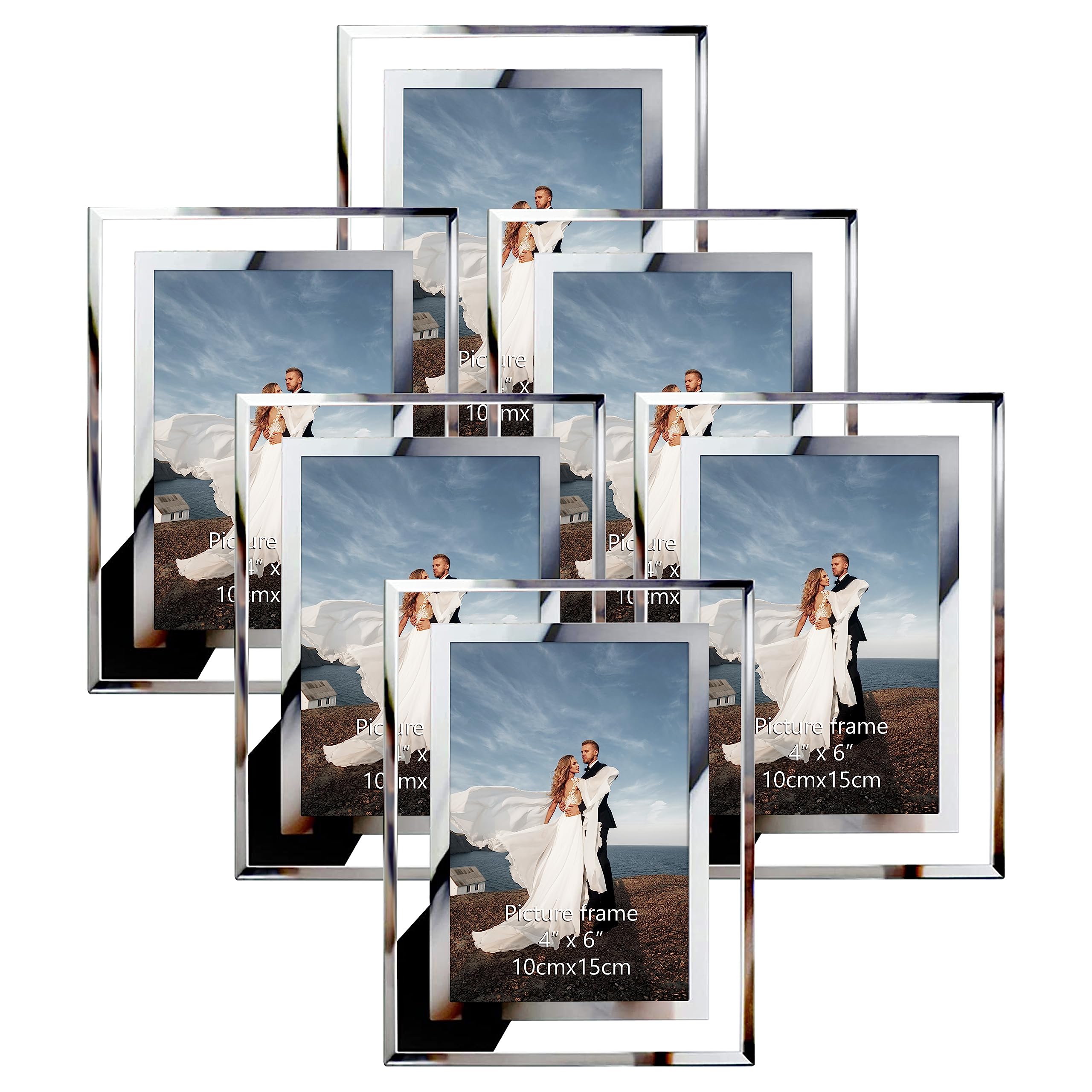 4x6 Picture Frames, Mirrored Glass Photo Frame 4 by 6 for Tabletop ...