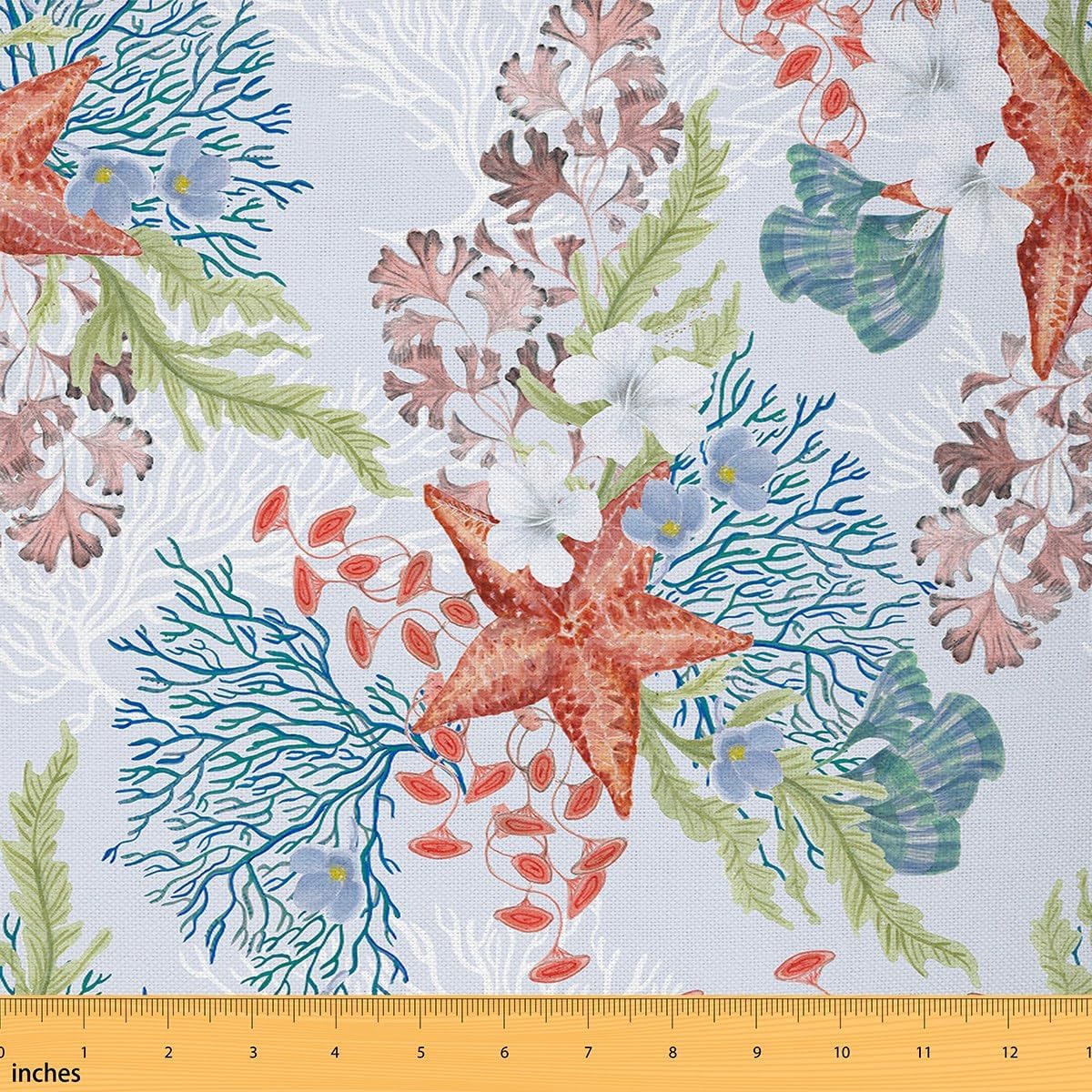 Amazon.com: Starfish Fabric by The Yard,Underwater Watercolor Coral ...
