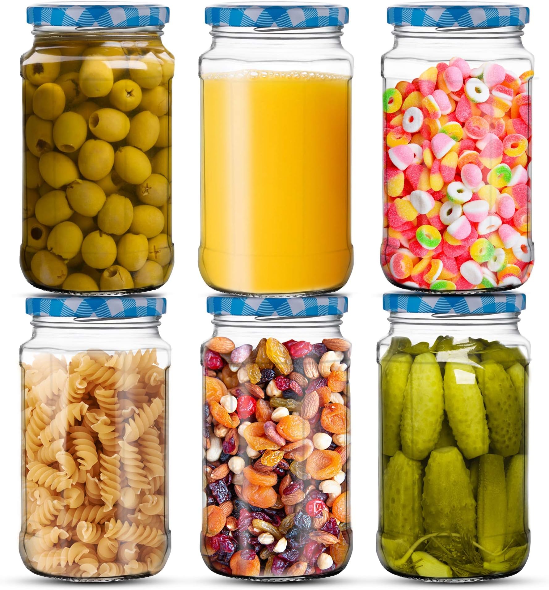 STAR WORK - Pack Of 6 Kitchen Dinning Food Spice Storage Glass Jars ...