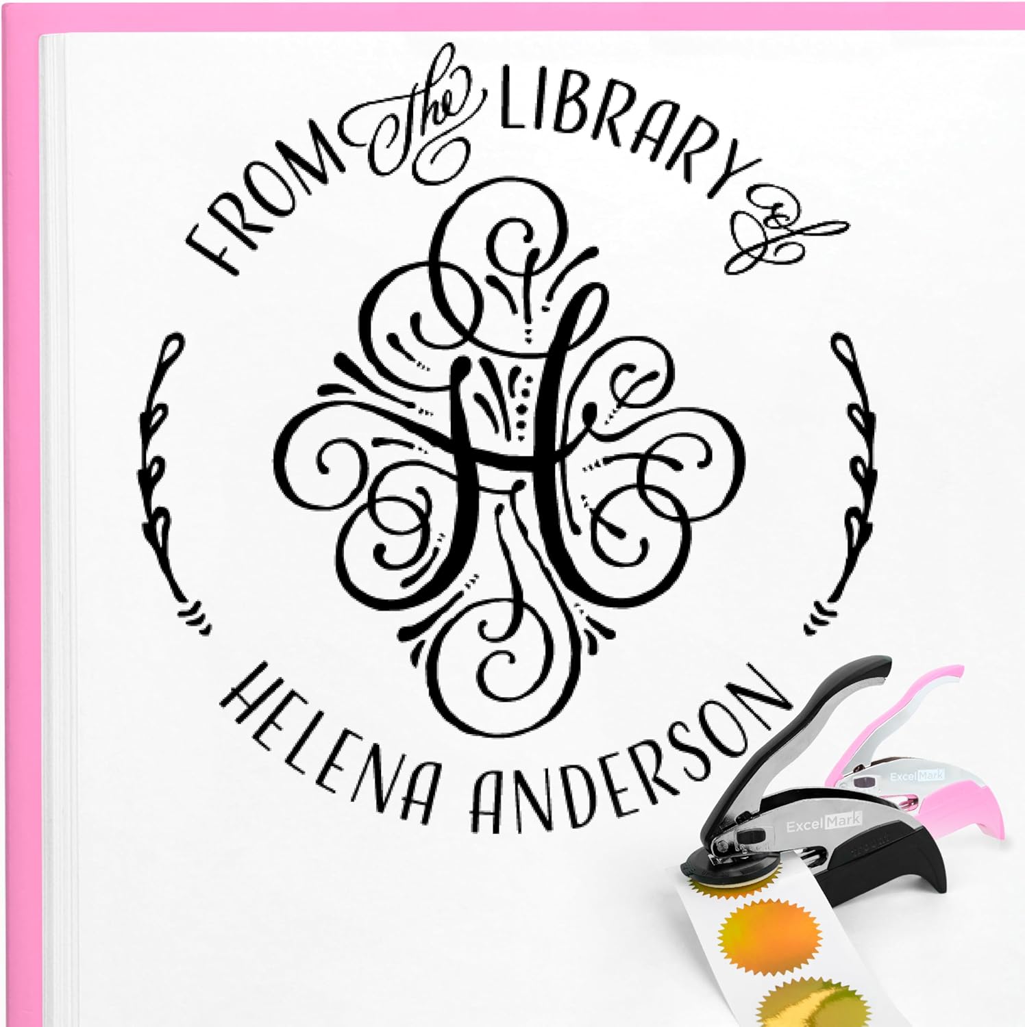 Amazon.com : ExcelMark Personalized Book Embosser - Adorn Monogram ...
