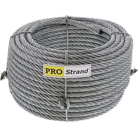Stainless Steel Wire Steel Cable 3/8" Stainless , 25FT Wire Rope, 7X 19 ...
