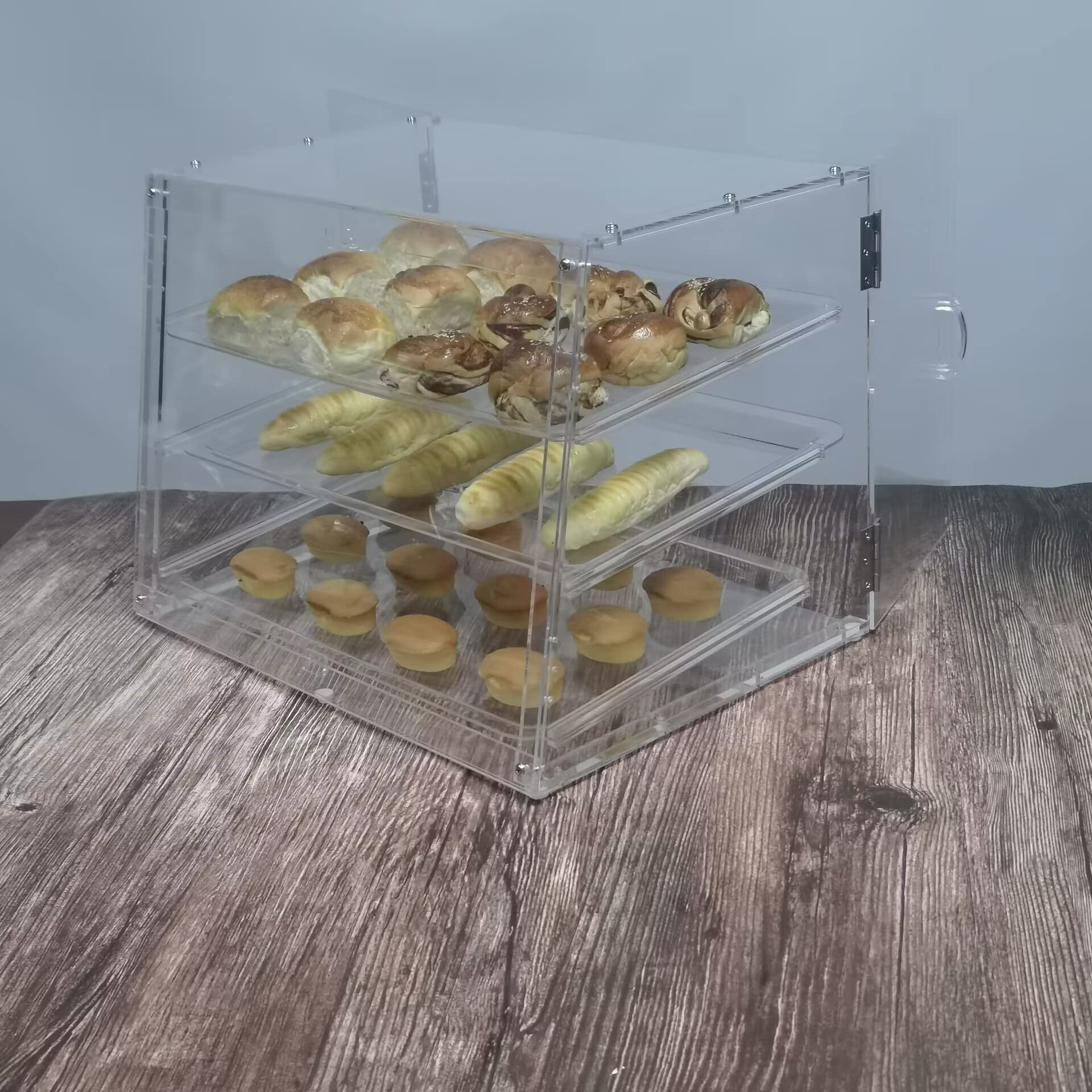 NLShan Commercial Countertop Bakery Display Case, 3-Tier Pastry Display