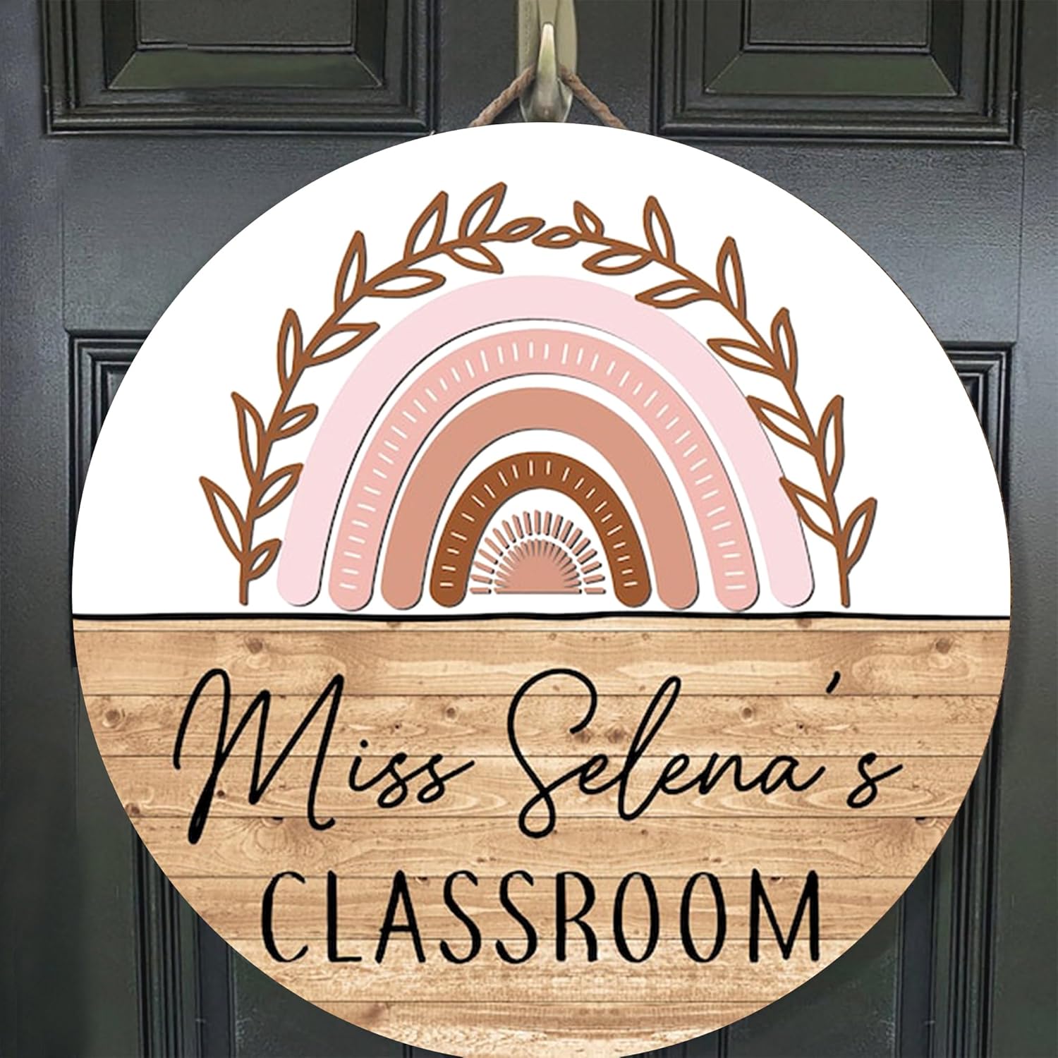 Amazon.com: Lovely POD Personalized Boho Rainbow Door Sign for ...