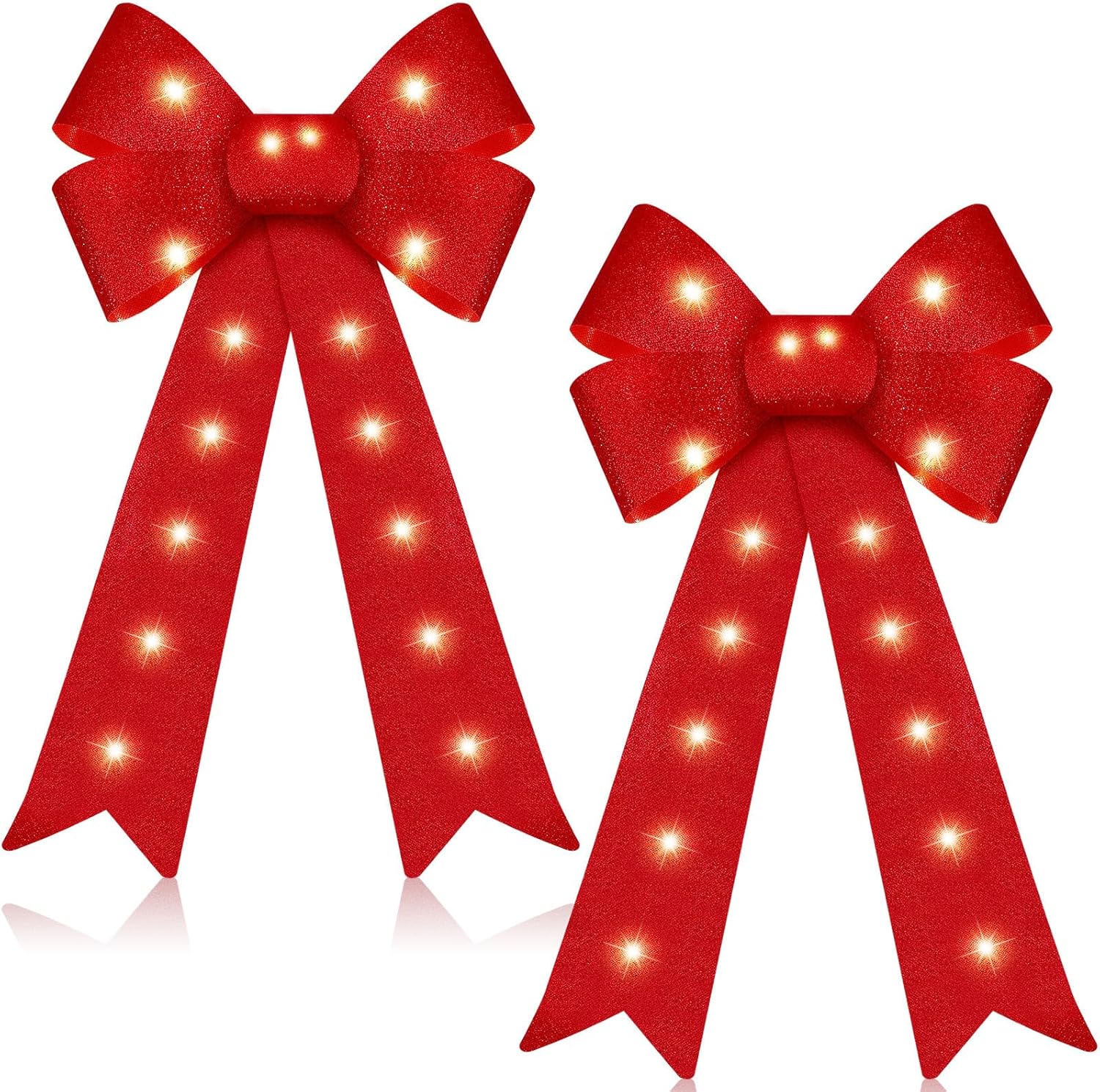 Amazon.com: 2 Pcs Christmas LED Wreath Bow Large 24 x 12 Inch Xmas ...