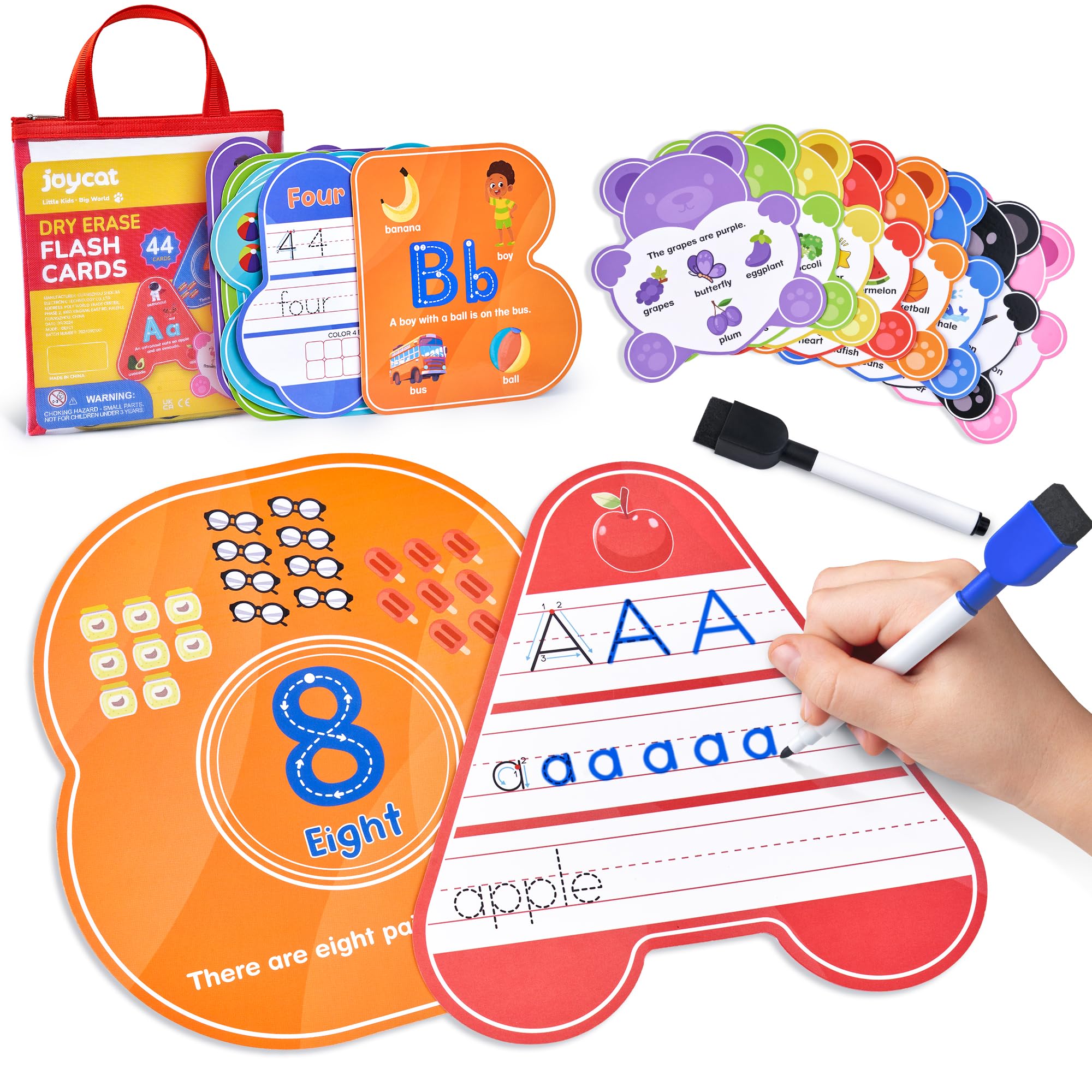 Snapklik.com : 44 Pack Dry Erase Alphabet And Number Flash Cards, Write ...