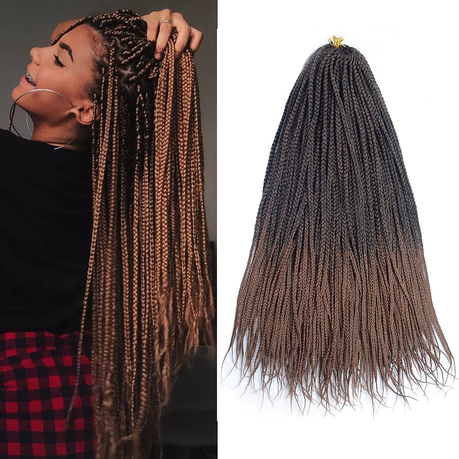 Buy Yunsi 6 Packs 22 Inch Goddess Box Braids Crochet Hair Prelooped ...