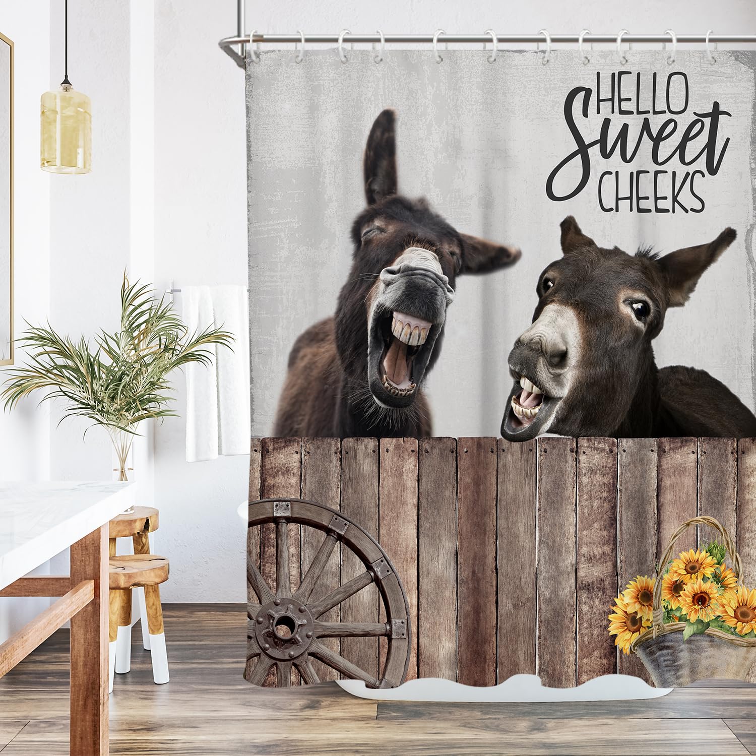 Amazon.com: EGLGCC Funny Donkey Shower Curtains Farmhouse Rustic ...