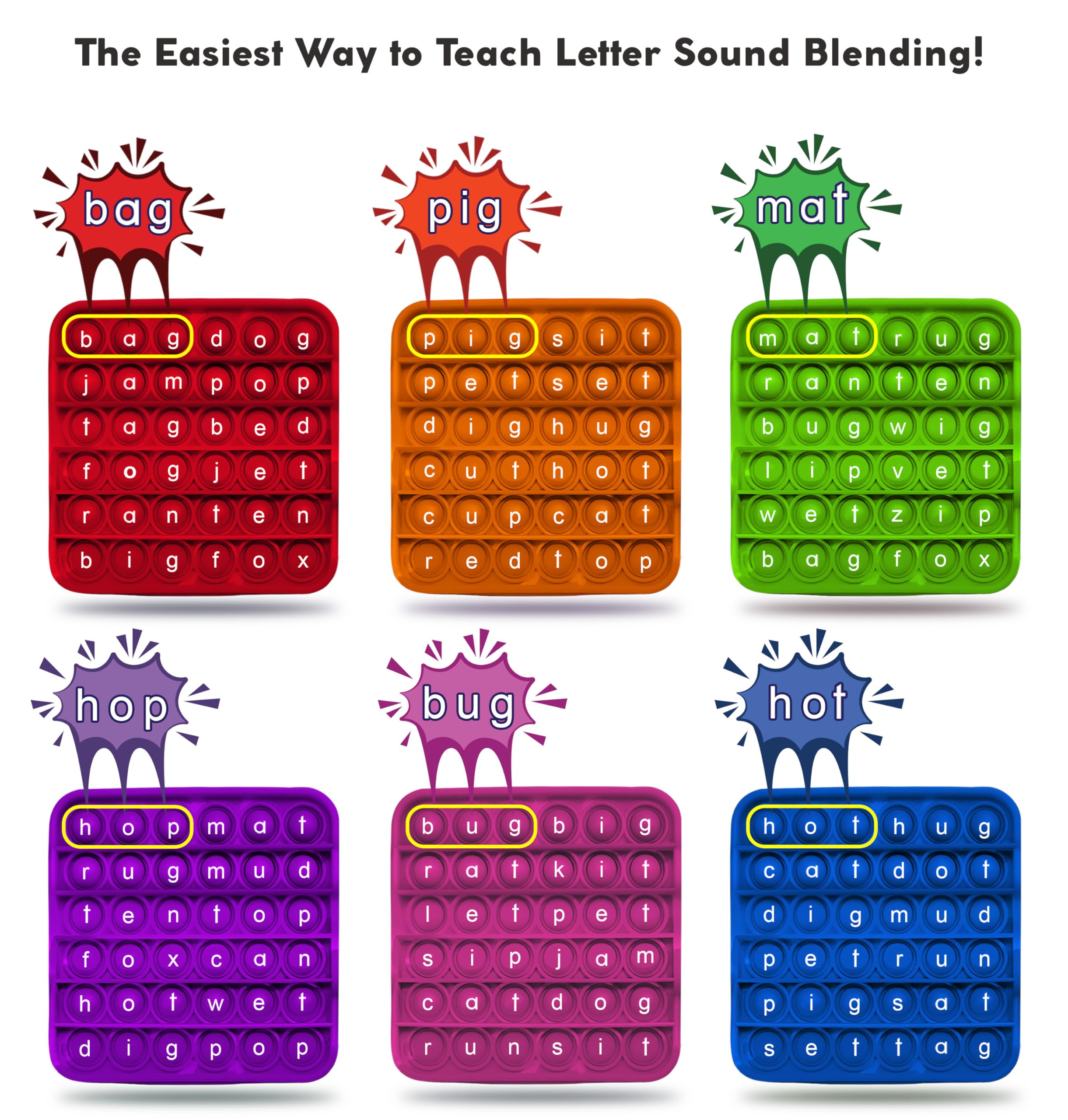 Snapklik.com : The Fidget Game Word Pop CVC Words Mats For Classrooms