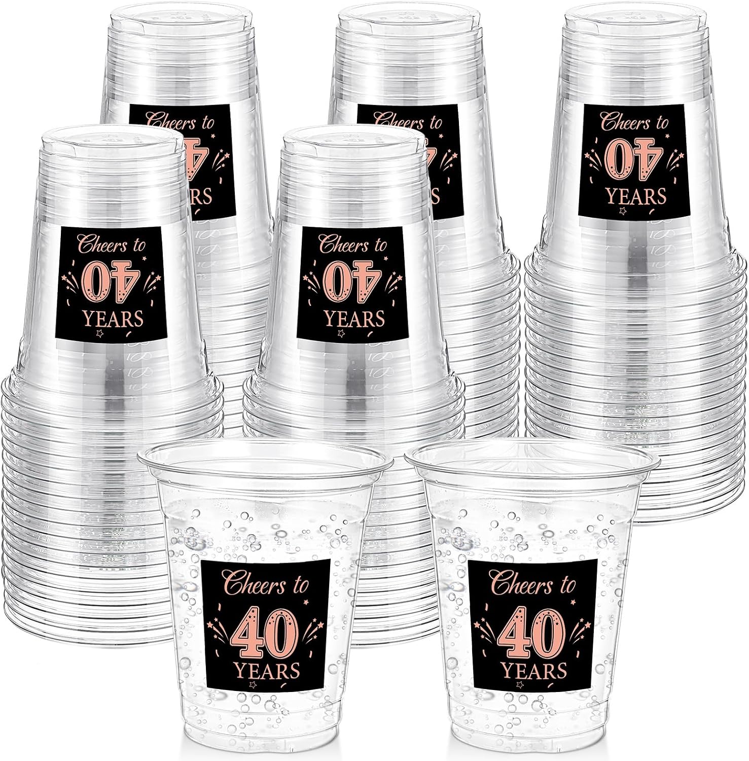 Amazon.com: Amyhill 60 Pack 40th Birthday Plastic Cup 12 oz Cheers to ...