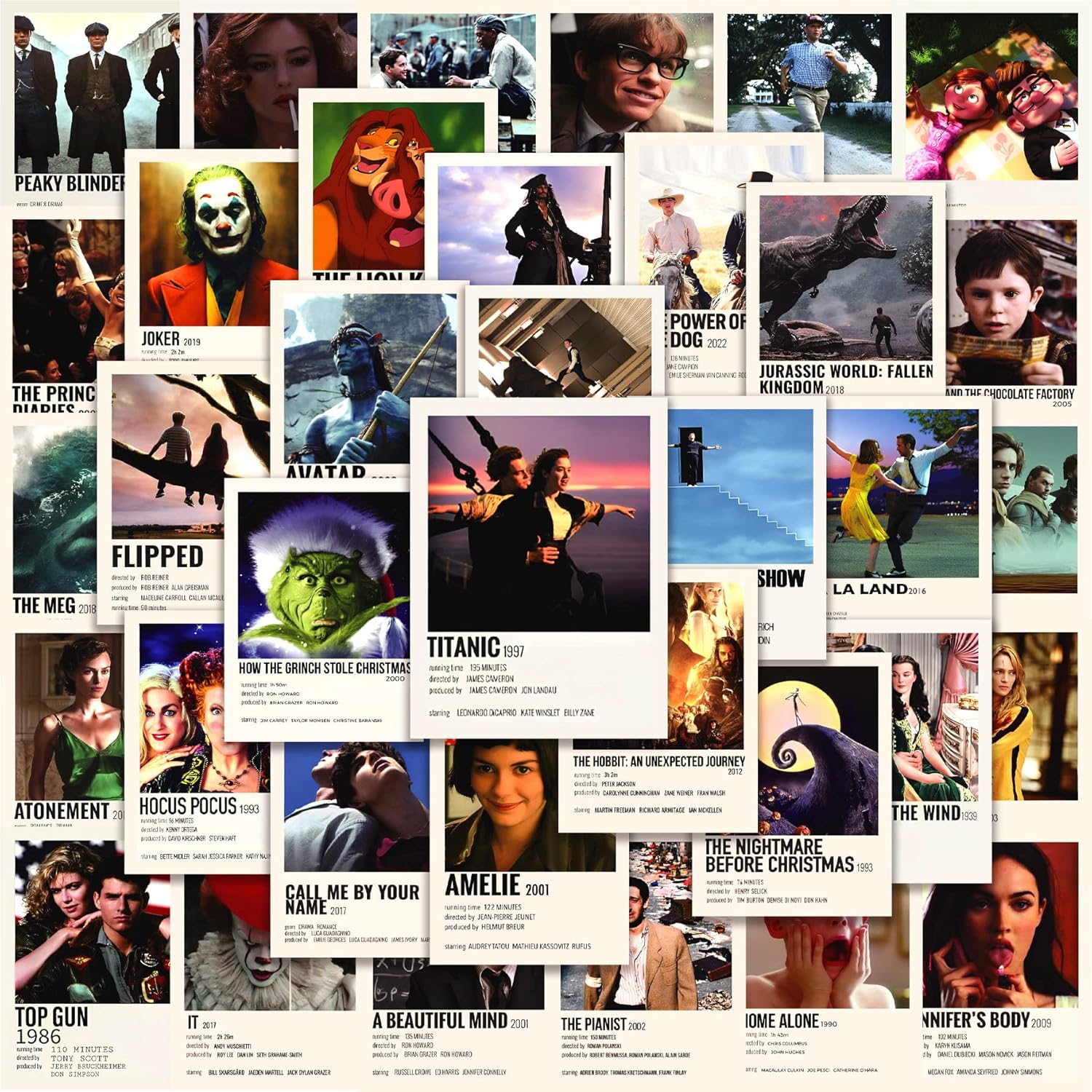 Popular Movies Stickers Wall Collage Kit 50 Pcs Movies Room Decor 4.x6 ...