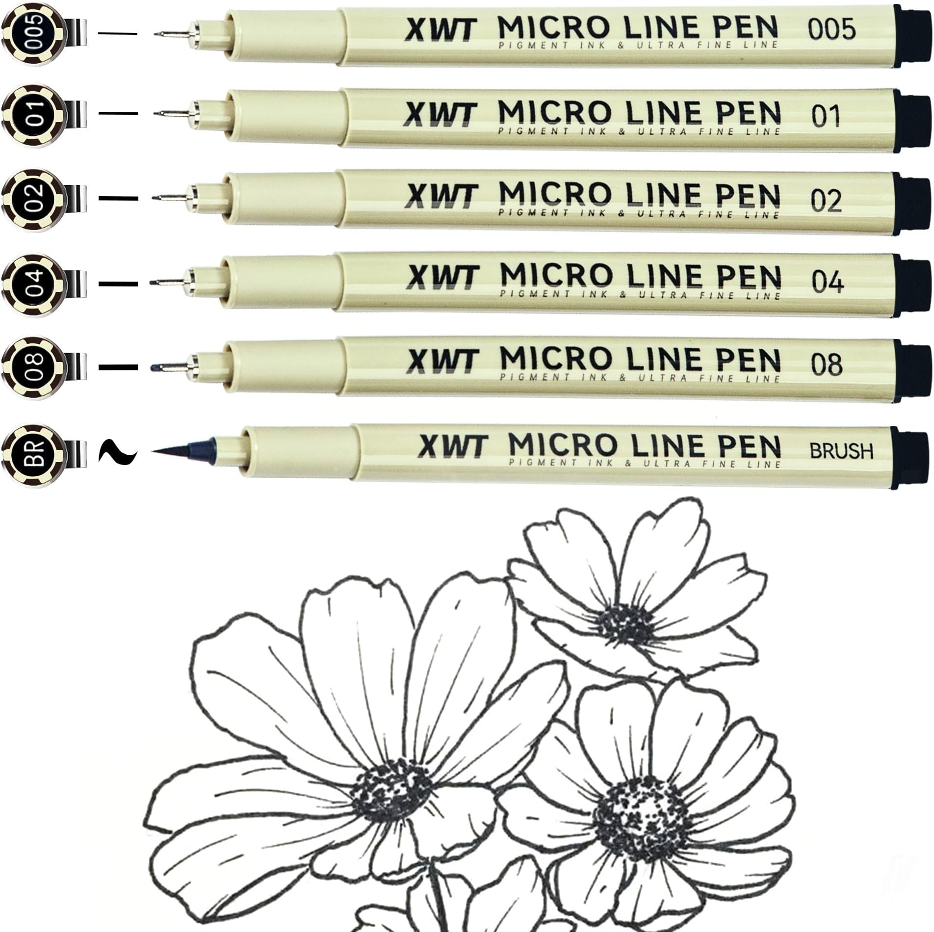 Amazon.com : Mr. Pen- Drawing Pens for Artists, 0.2mm, 8 Pack, Black ...