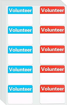 Amazon.com: 200 PCS Volunteer Name Tag Stickers 2.4 x 3.15 inch 2 ...