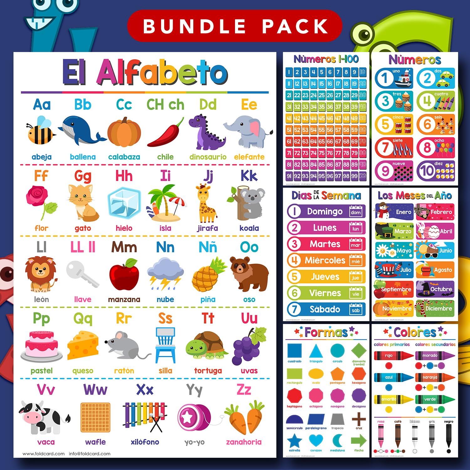 Snapklik.com : Spanish Educational Posters For Kids Bundle Of 14 ...