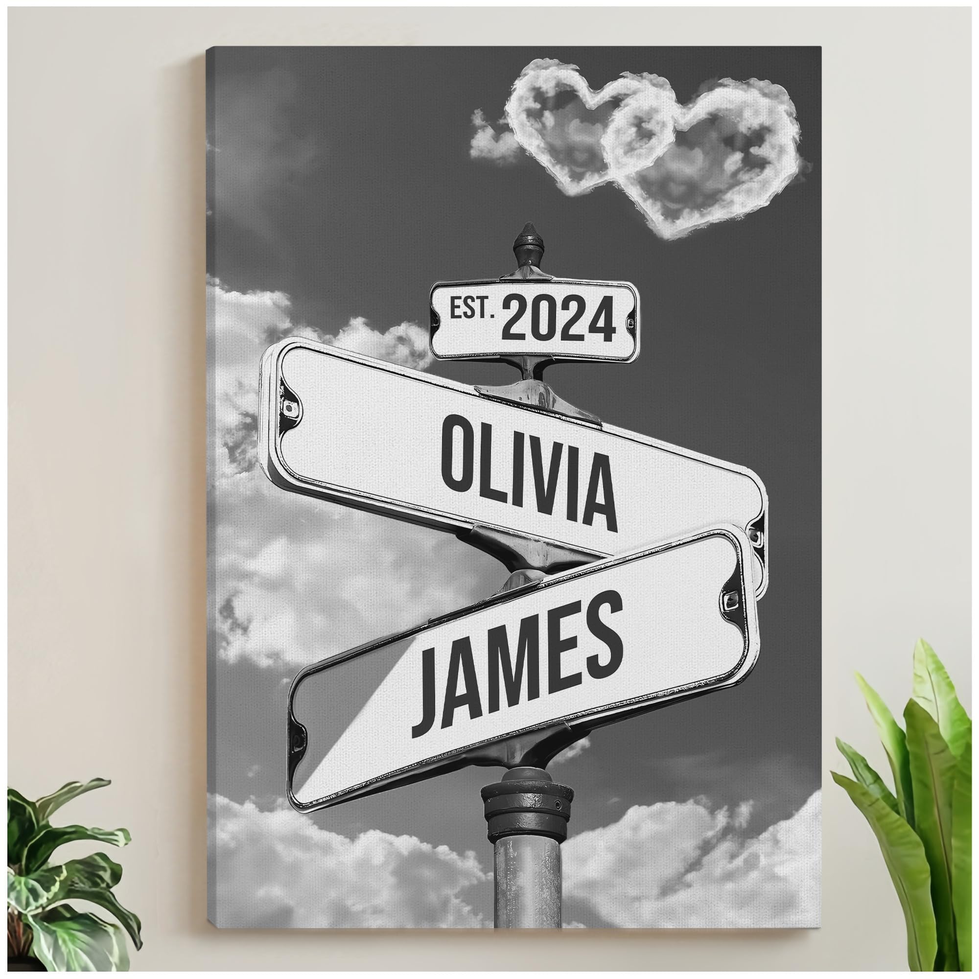 Amazon.com : Personalized Canvas Vintage Street Sign For Couples ...