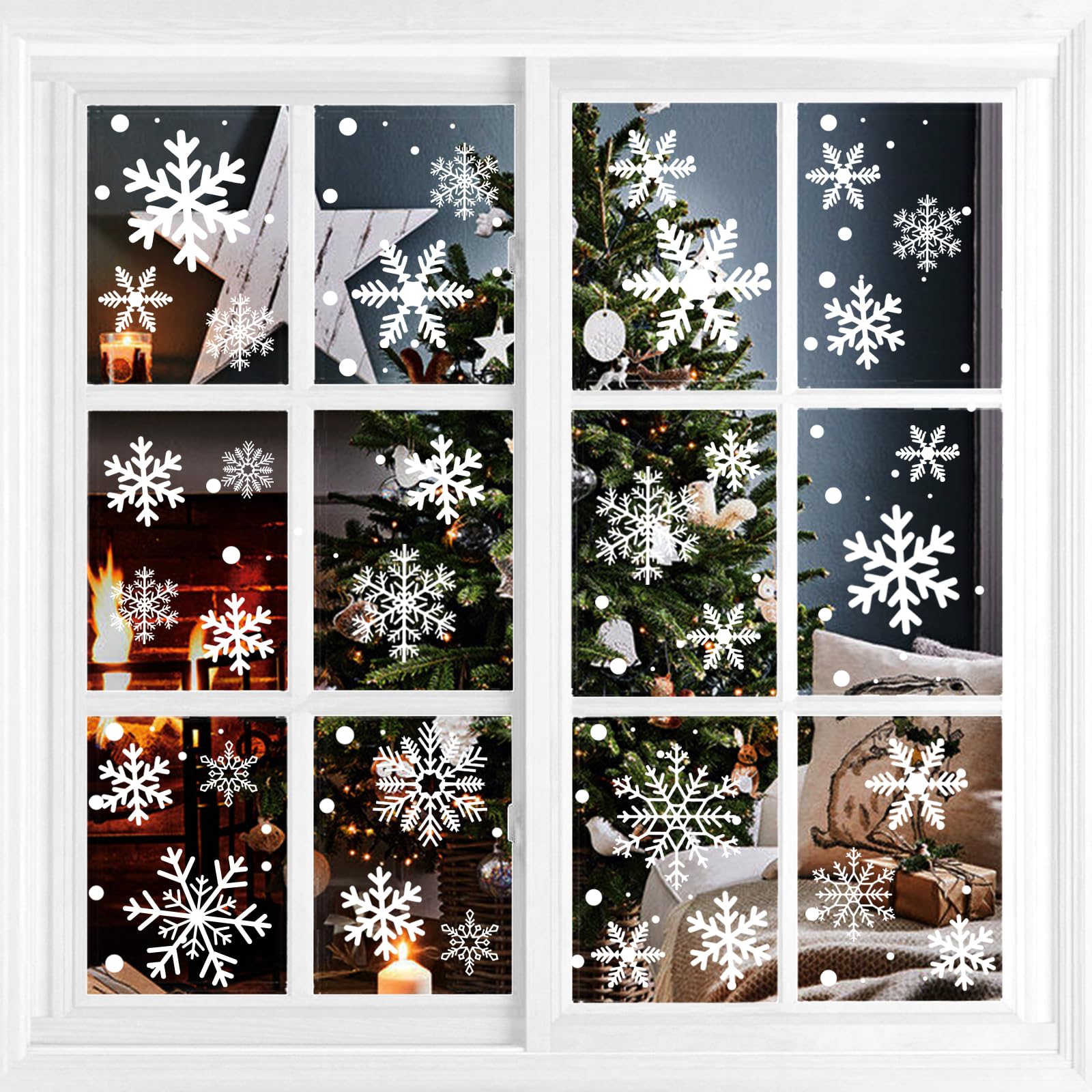 EOAMGO Snowflake Window Stickers, 8 Set Christmas Snowflake Stickers ...
