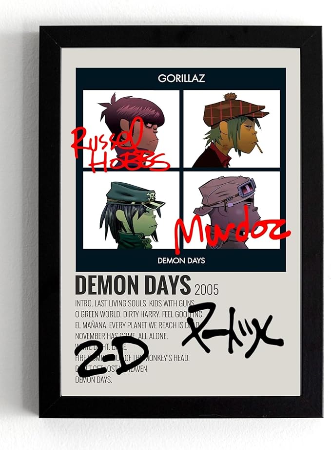 Demon Days Album by Gorillaz - Song Cover Signed Poster Fan Merchandise ...