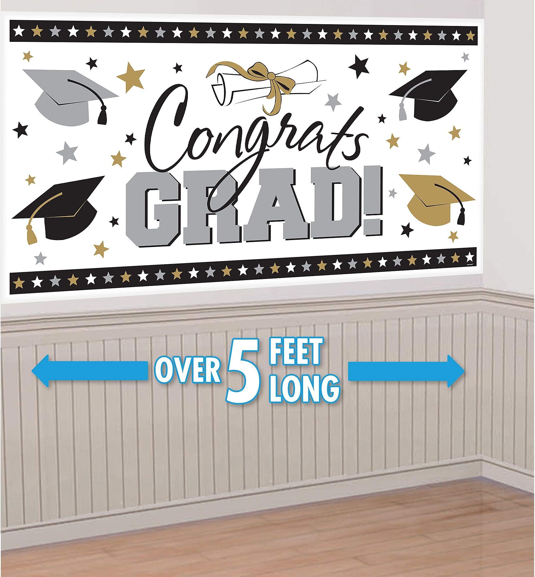 Amazon.com: Green Graduation Decoration Banner, Green Black Congrats ...
