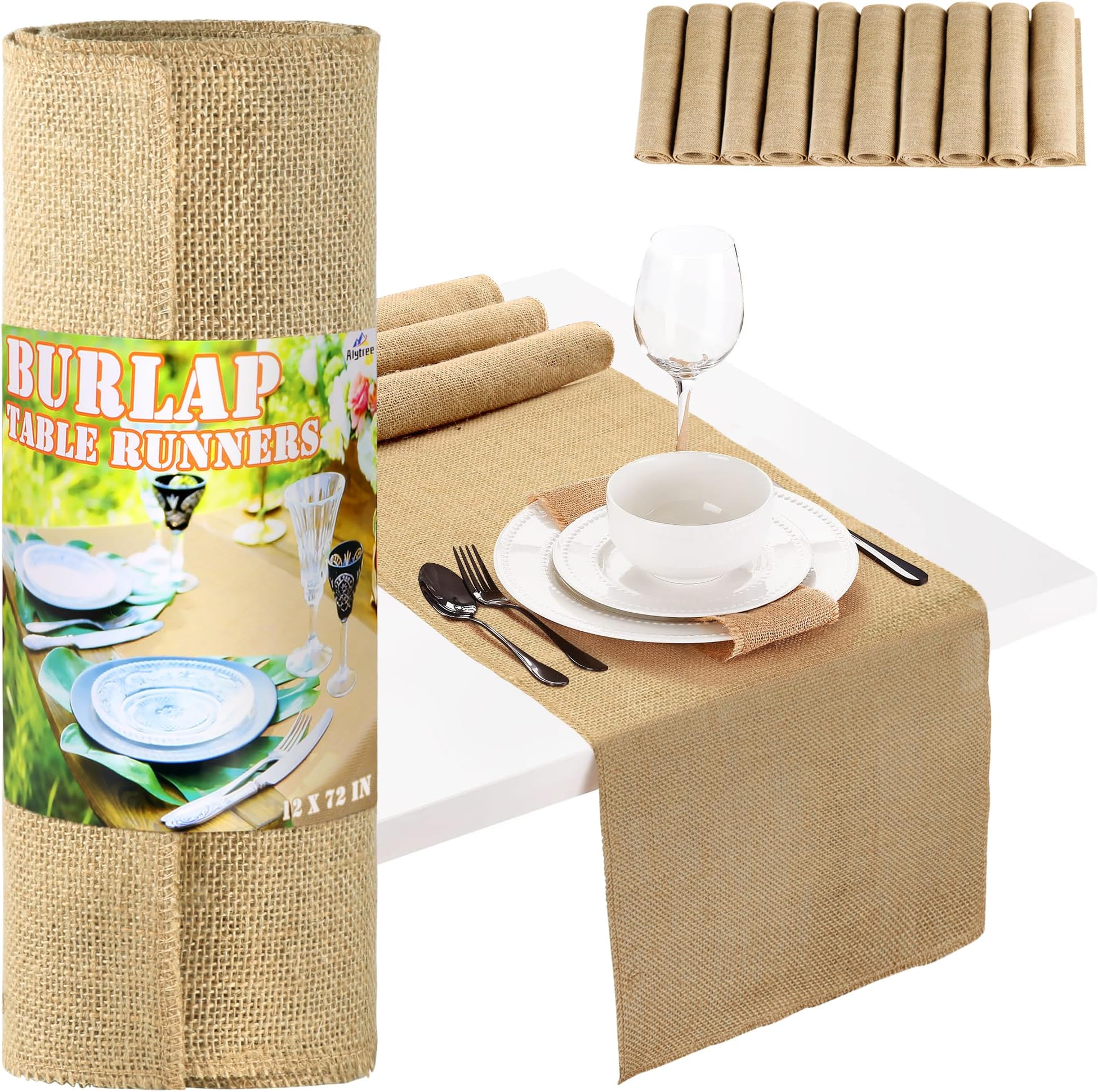 Amazon.com: 12 x 72 Inch Jute Table Runner 10PCS Burlap Wedding Table ...