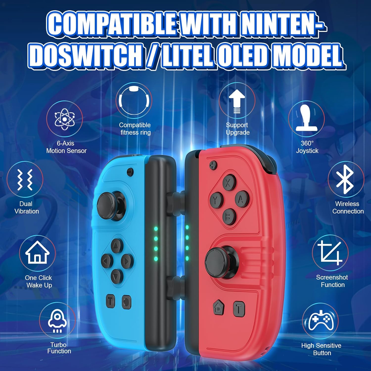 Joycons for Nintendo Switch Controller, Replacement for Switch JoyPad, Left and Right Joycons ...