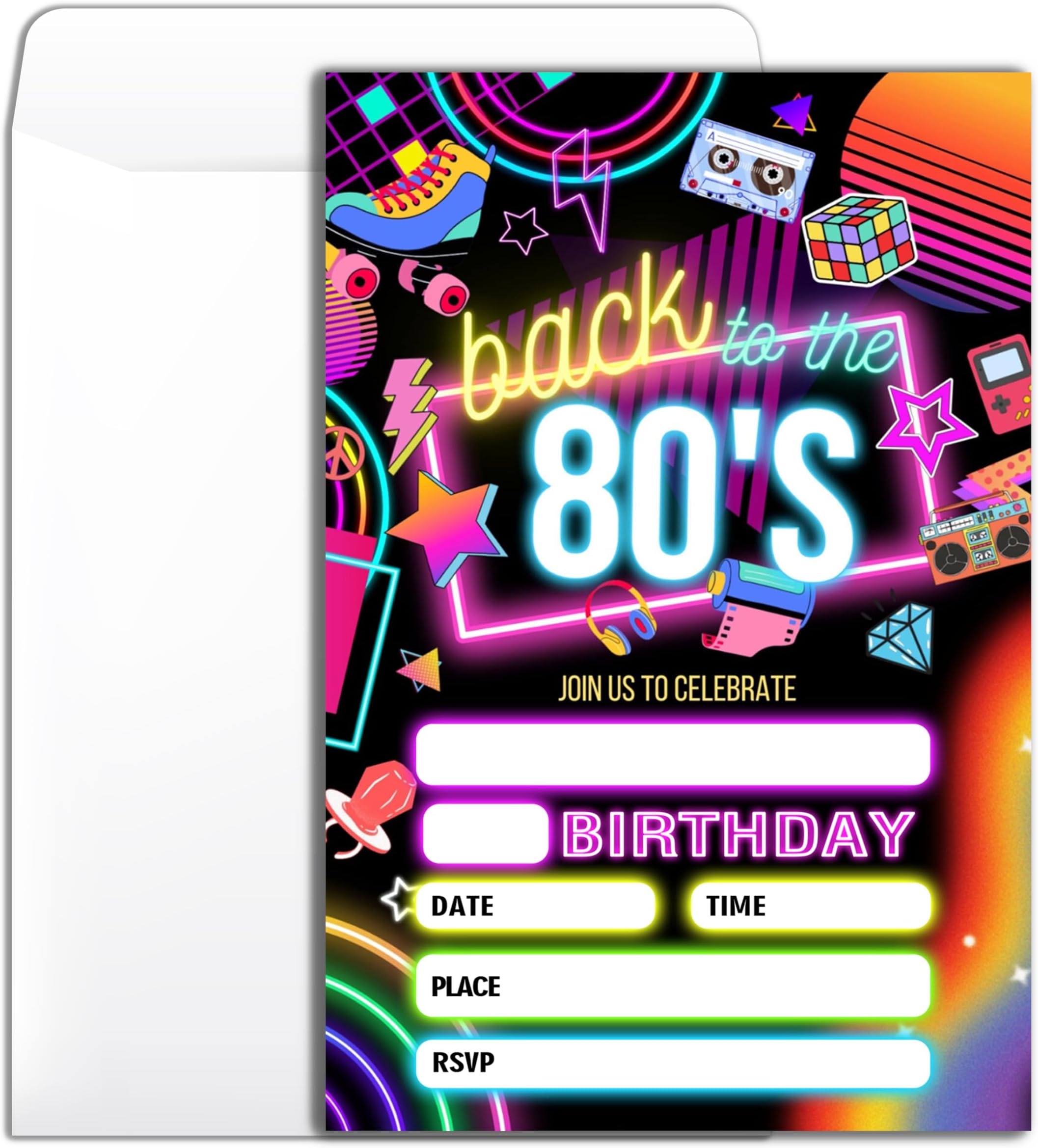Amazon.com : Back To The 80s Birthday Party Invitation 20 Retro 1980's ...