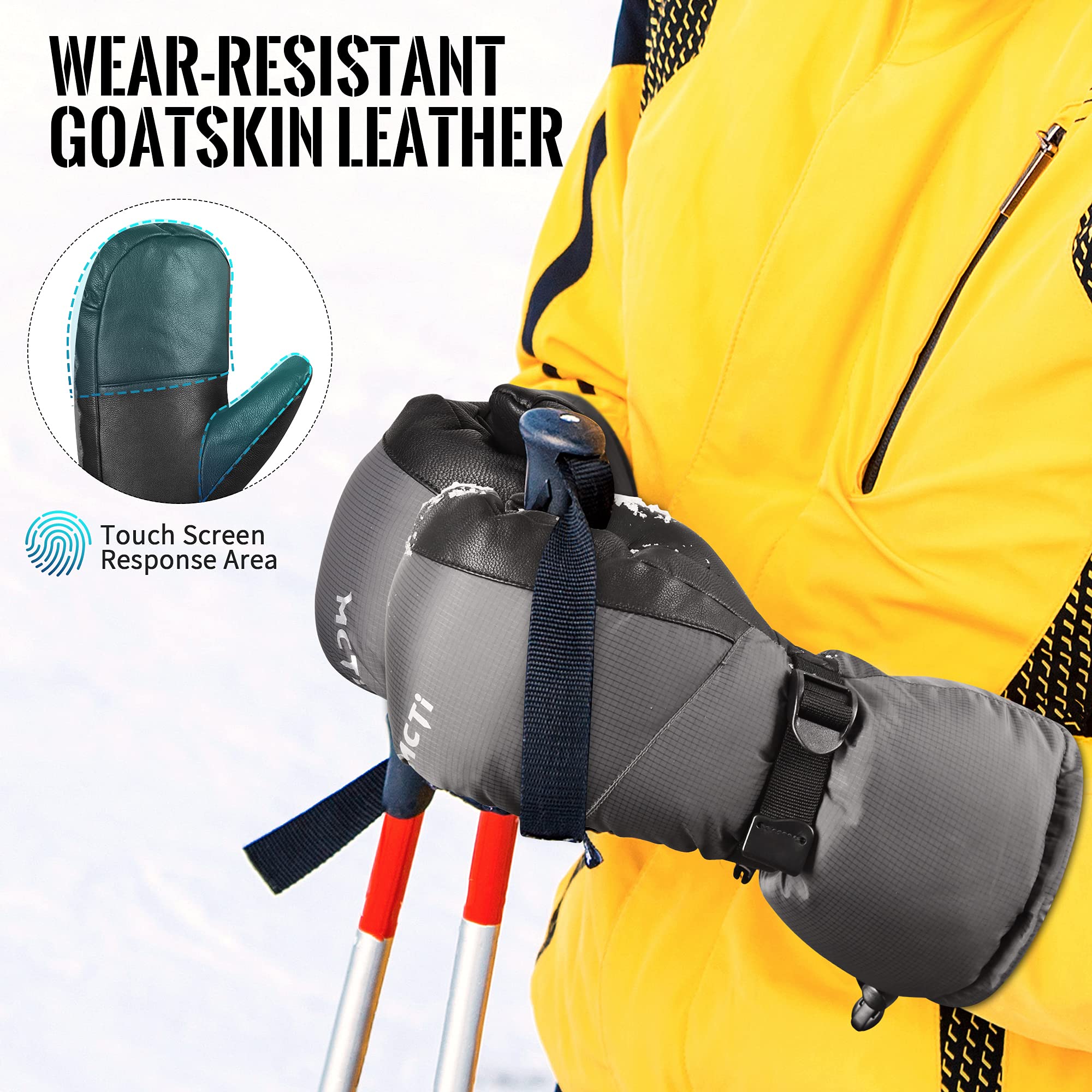 Snapklik.com : Ski Mittens Down Mittens Winter Cold Weather Waterproof ...