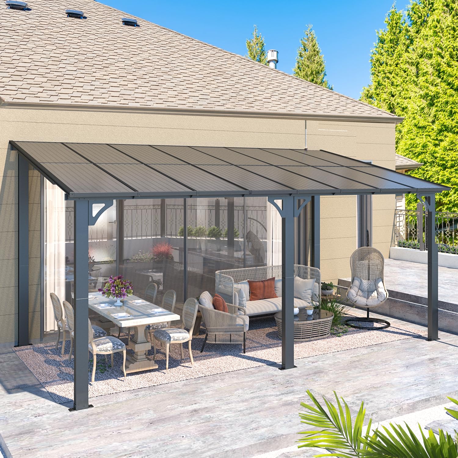 Amazon.com : AECOJOY 16' x 8' Gazebo Outdoor Pergola for Patio, Hard ...