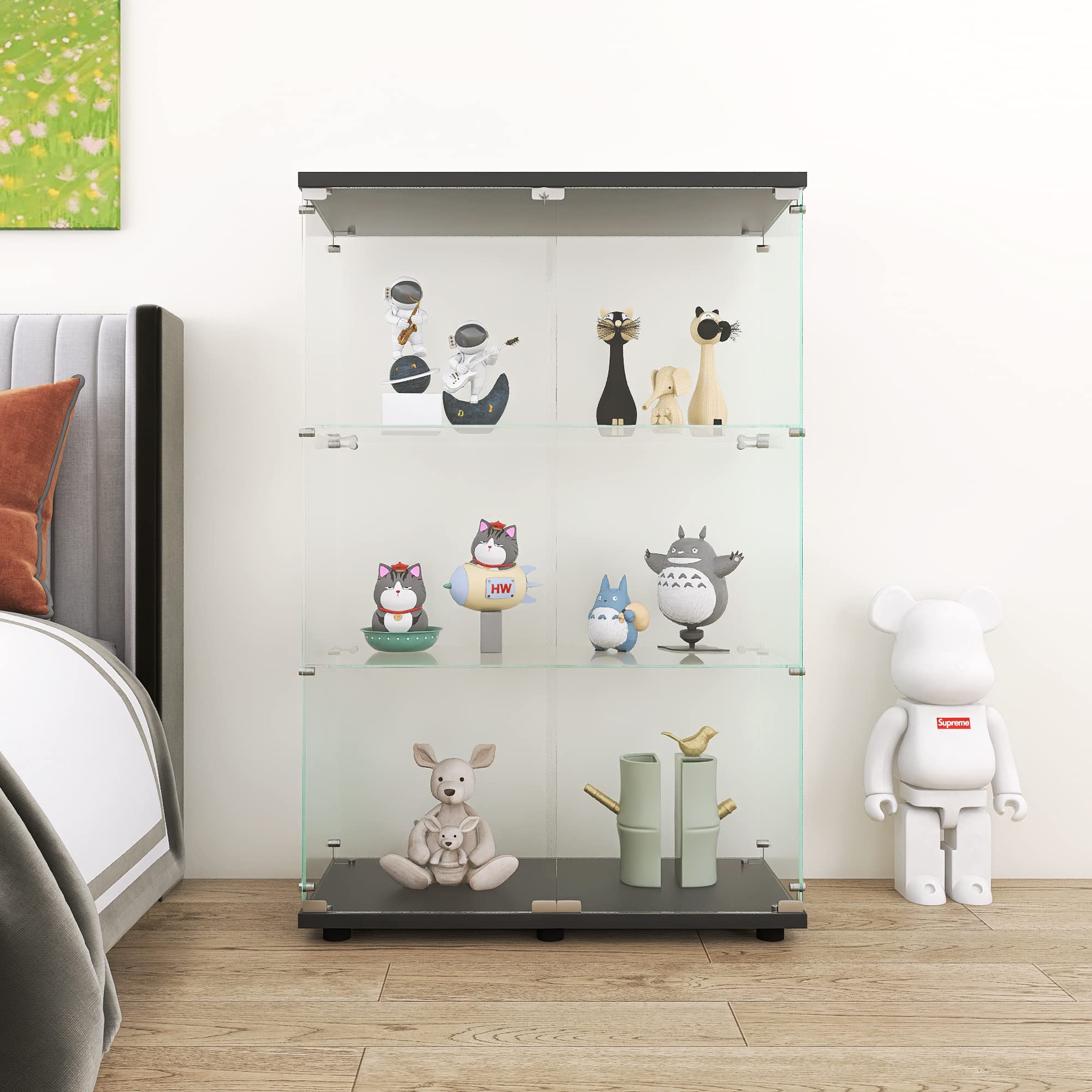 Amazon.com: HomVent Glass Display Cabinet with Doors,Glass Curio ...