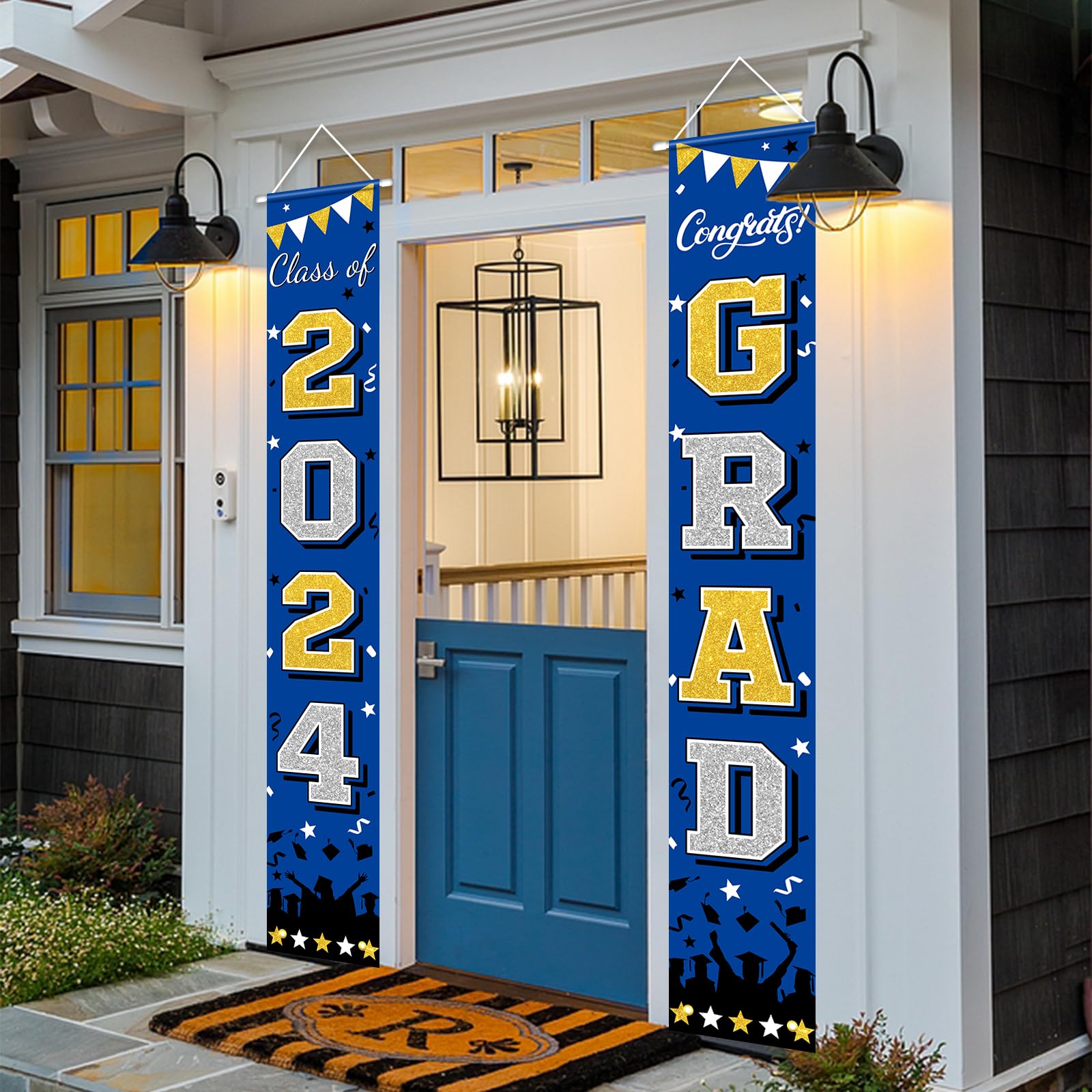 Buy PlandRichW Graduation Banner Class of 2024, Large Blue & Gold ...