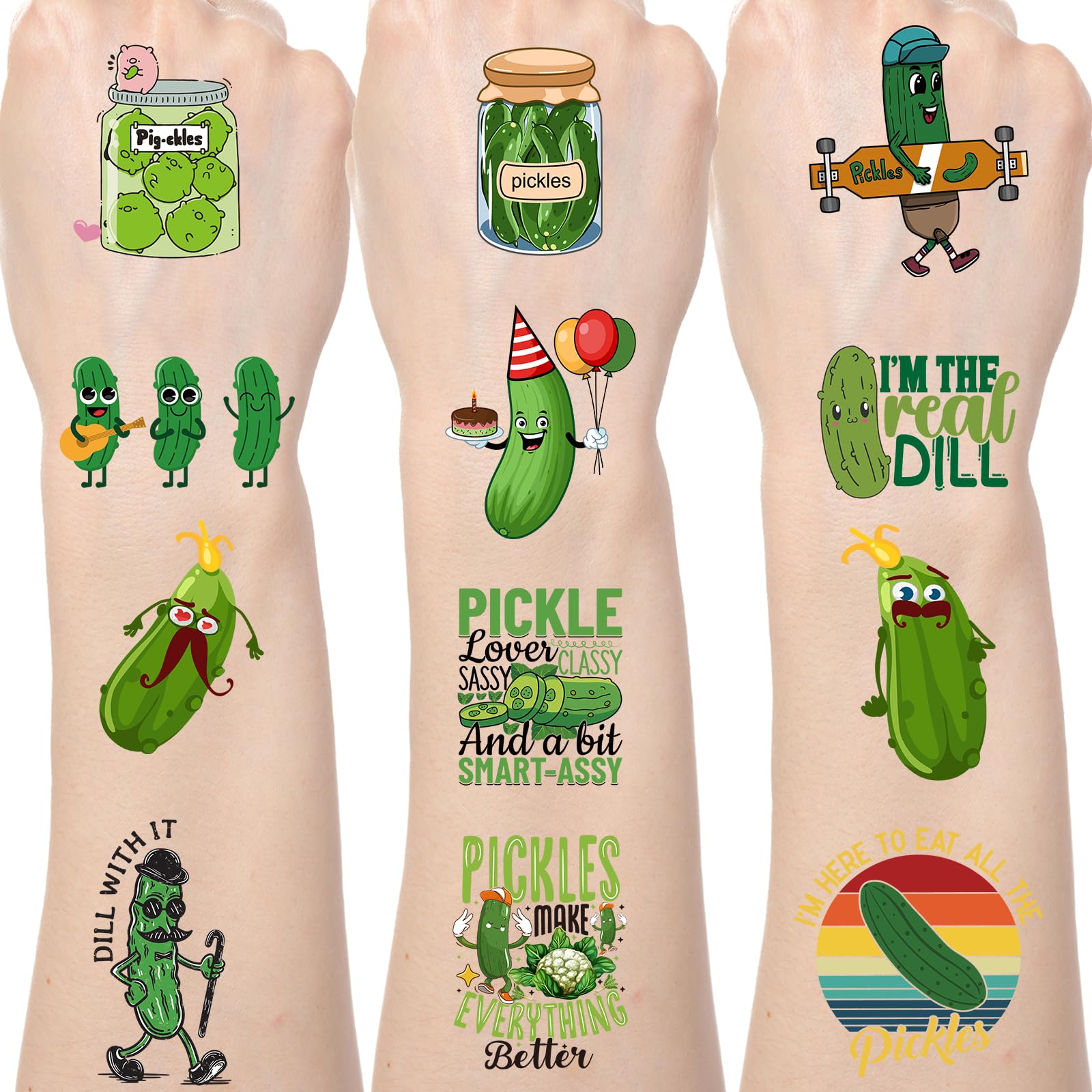 Amazon.com : Yoyuspy Pickle Temporary Tattoos Stickers - 200+ Pickle Party Decorations Funny ...
