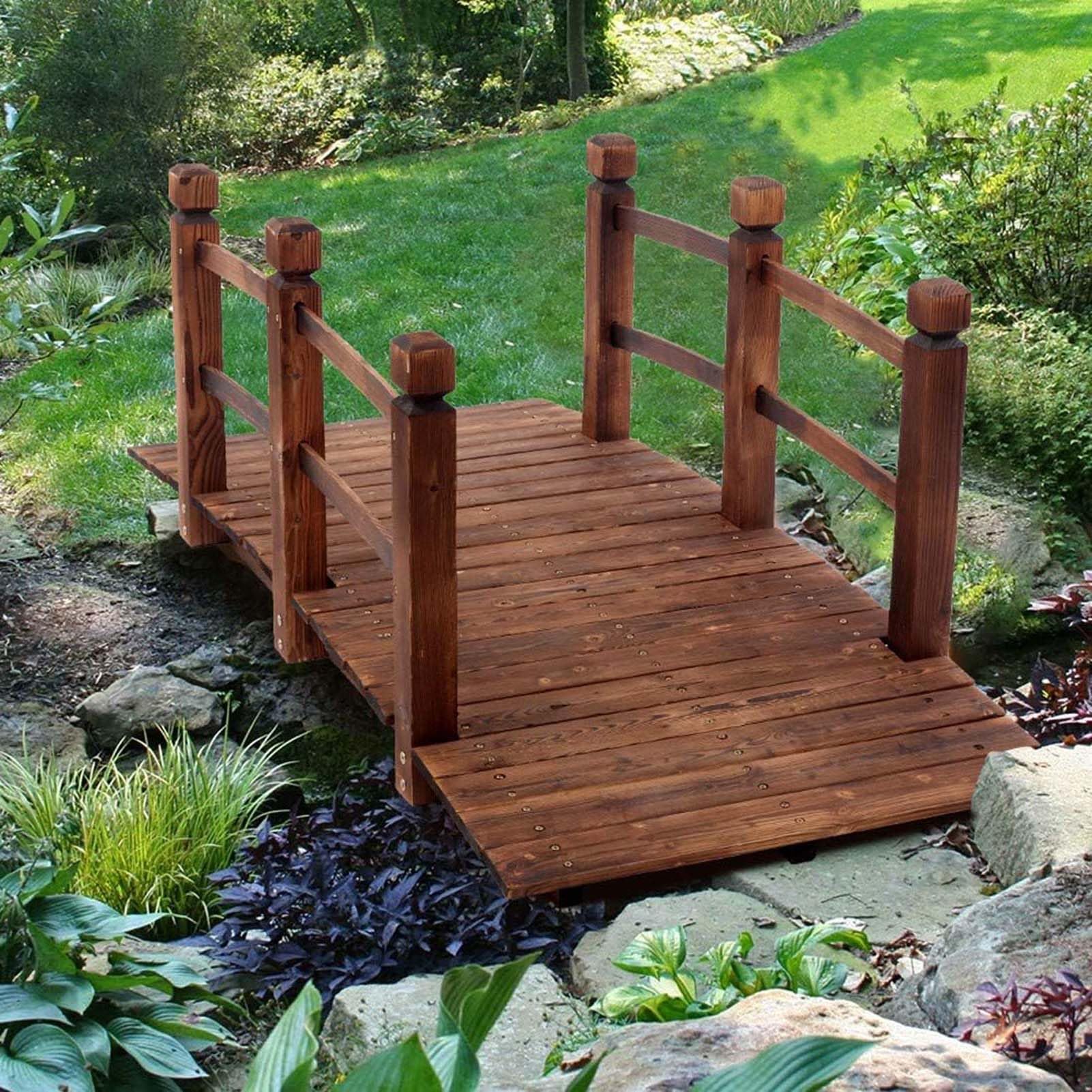Beautiful Wooden Bridge With Stream