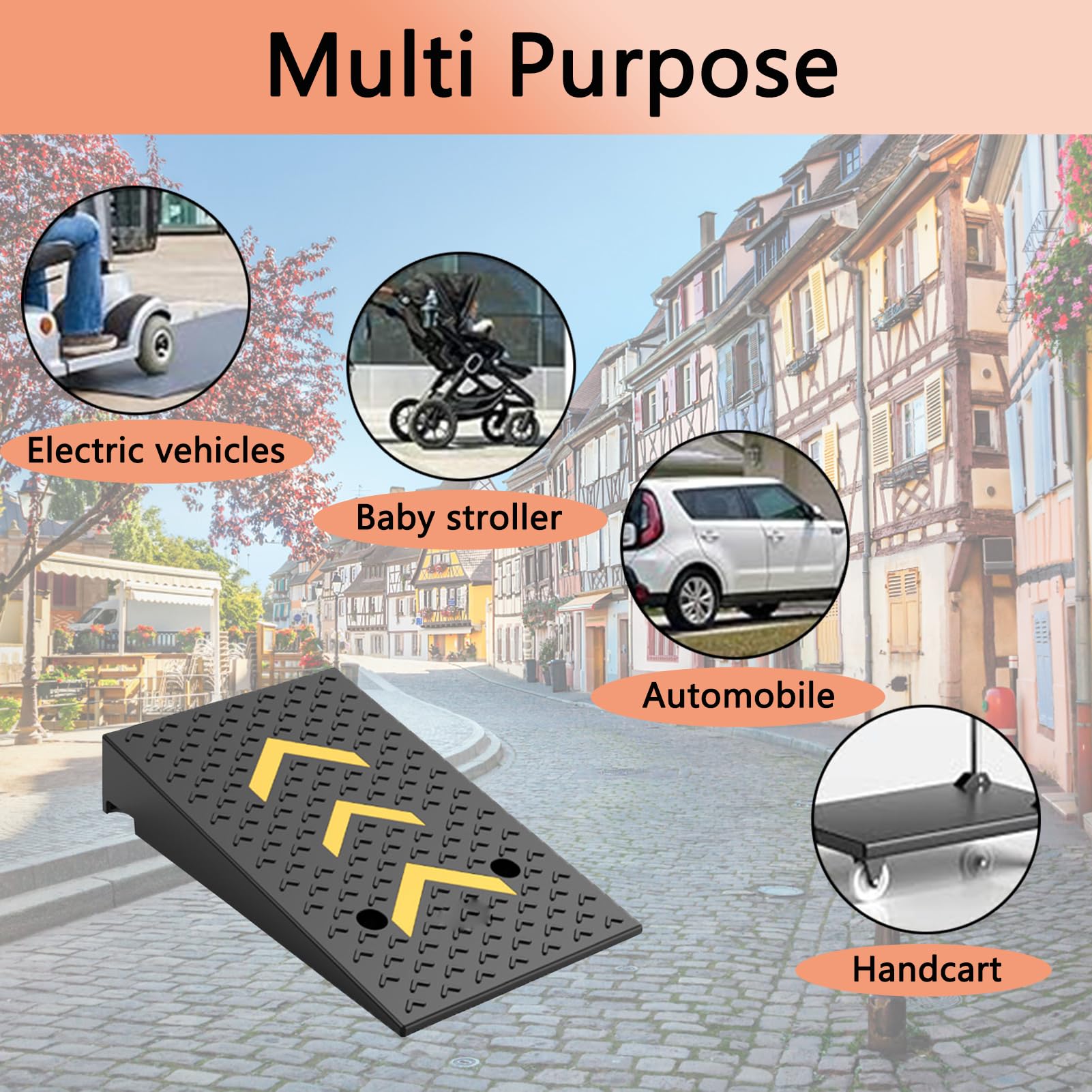 Snapklik.com : Rubber Curb Ramp, 6 Rise Height Driveway Curb Ramps ...