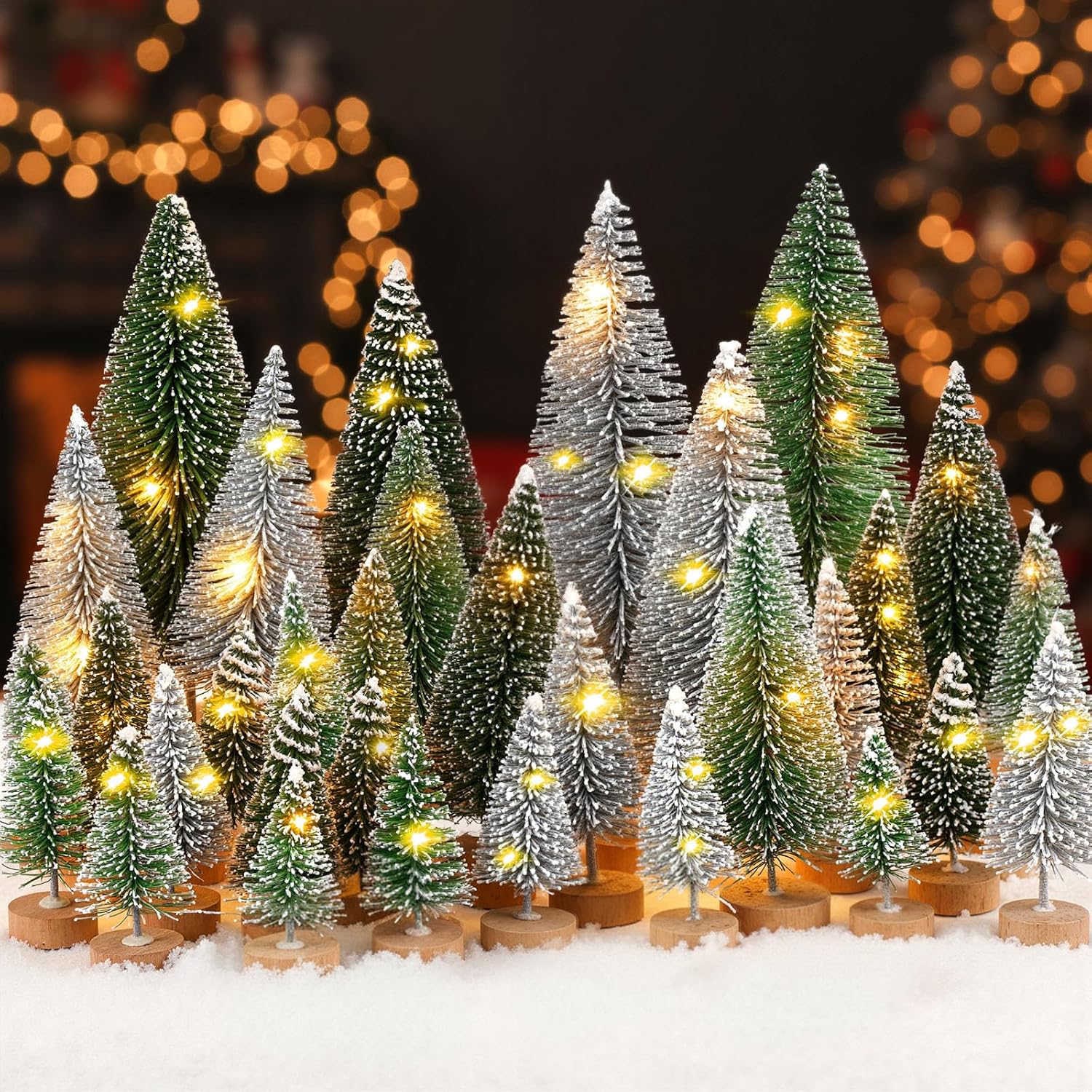 Amazon.com: DomeStar 35PCS Mini Christmas Tree, Artificial Christmas ...
