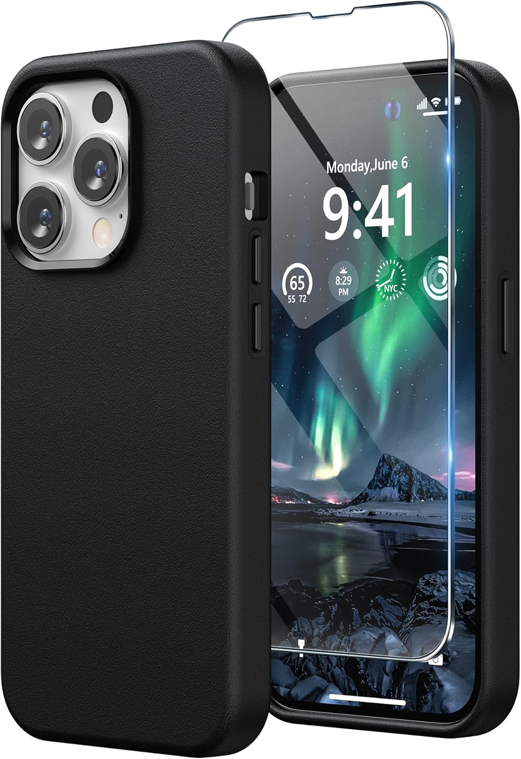 SURPHY Leather Case Compatible with iPhone 14 Pro Case 6.1 inch ...