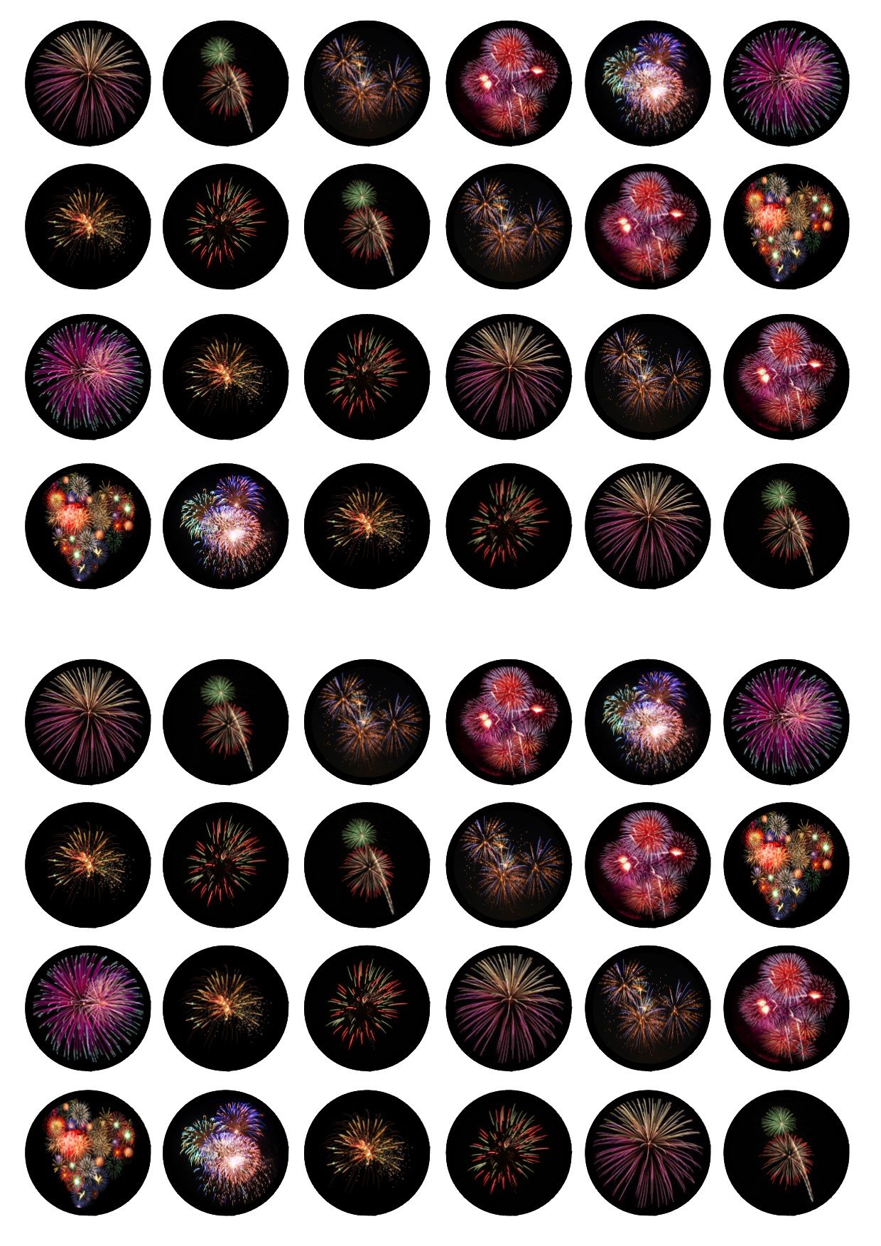 48 Fireworks, New Year Edible Premium Thickness SWEETENED Vanilla ...