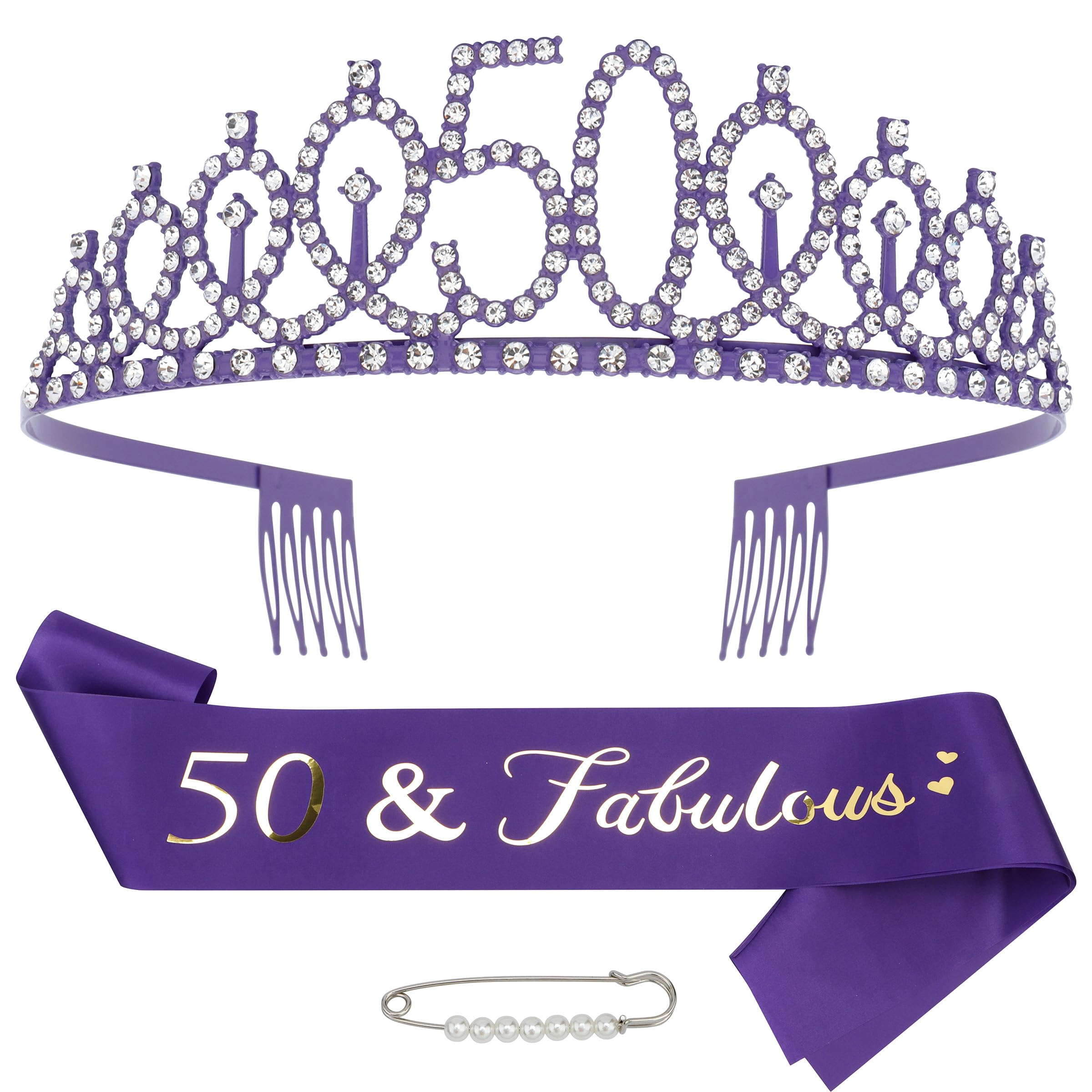Amazon.com: Vovii 50th Birthday Gifts for Women 50th Birthday Sash and ...