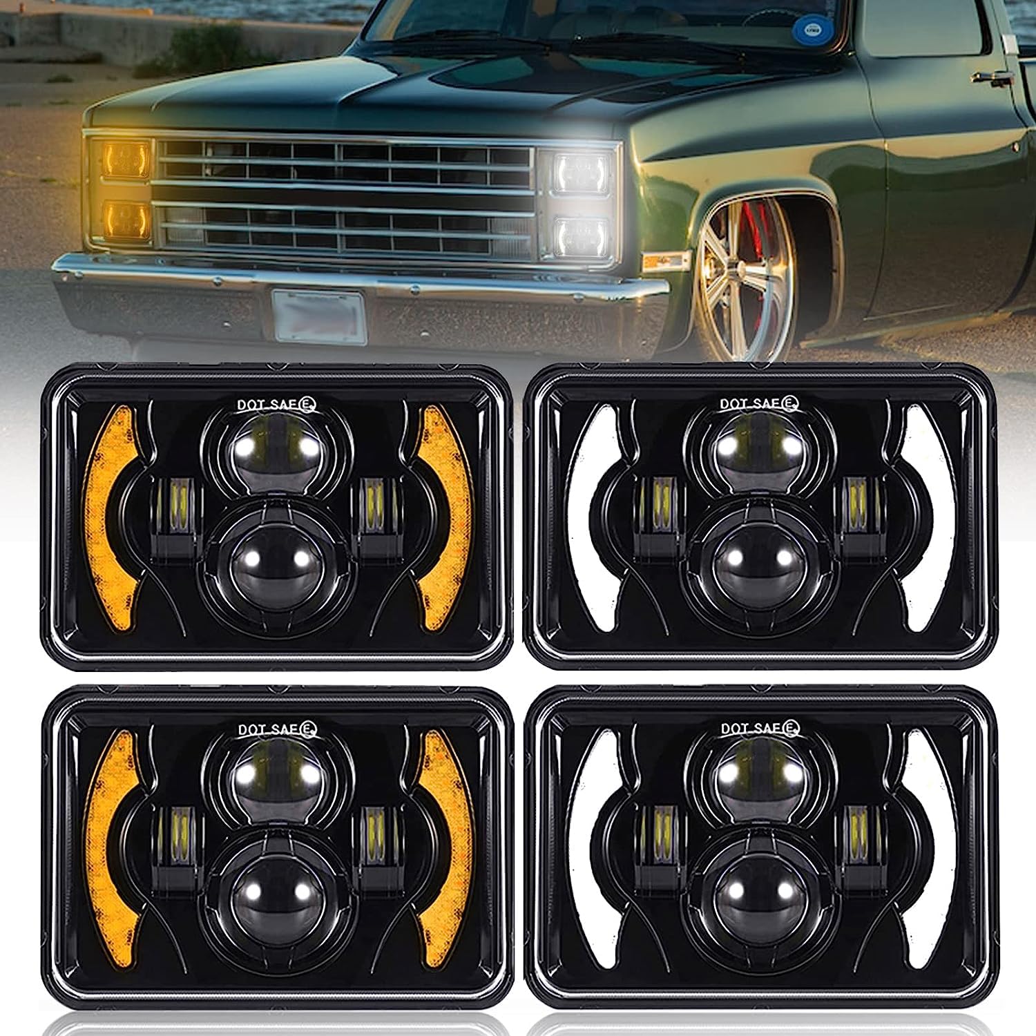 DOXMALL Fit For Peterbilt 379 Headlights 4x6 Led Headlights DOT ...