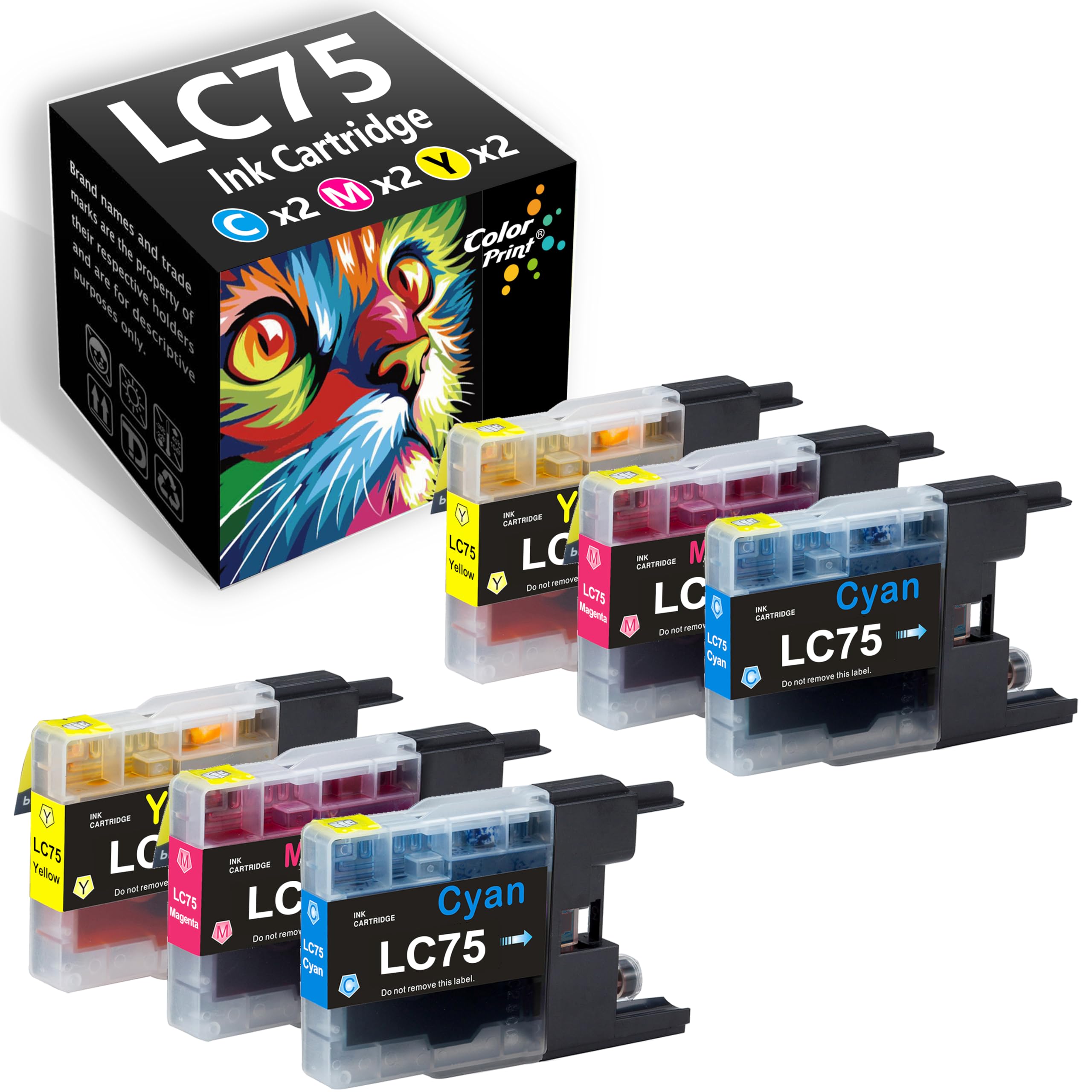 Amazon.com: Color Print Compatible LC75C LC75M LC75Y Ink Cartridge ...