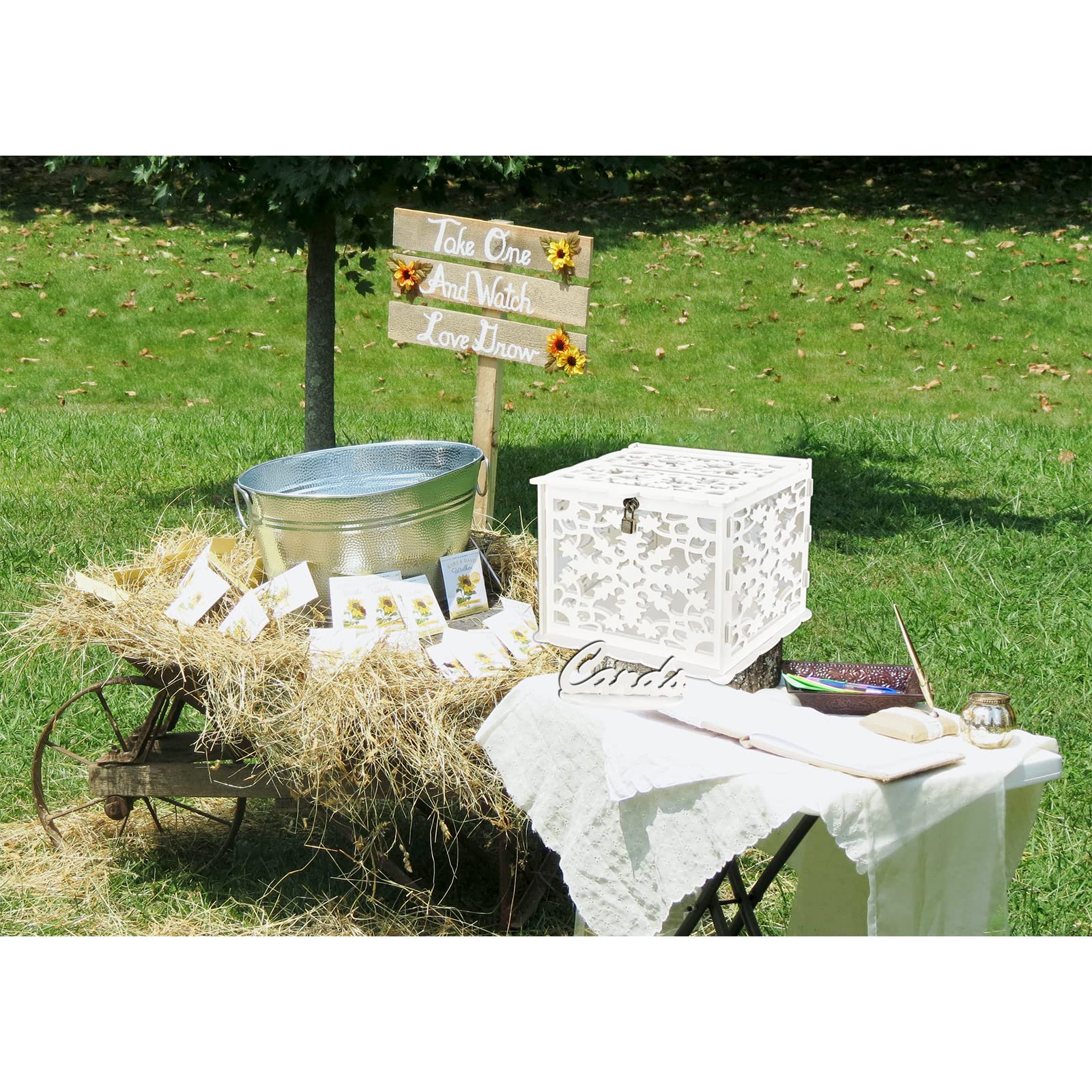 FCDECOR White Wedding Card Box with Lock, Gift Wedding Card Boxes for ...
