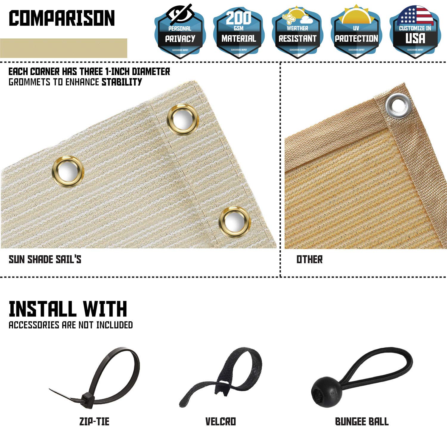 Snapklik.com : 3 X 15 Beige Residential Commercial Privacy Deck Fence ...