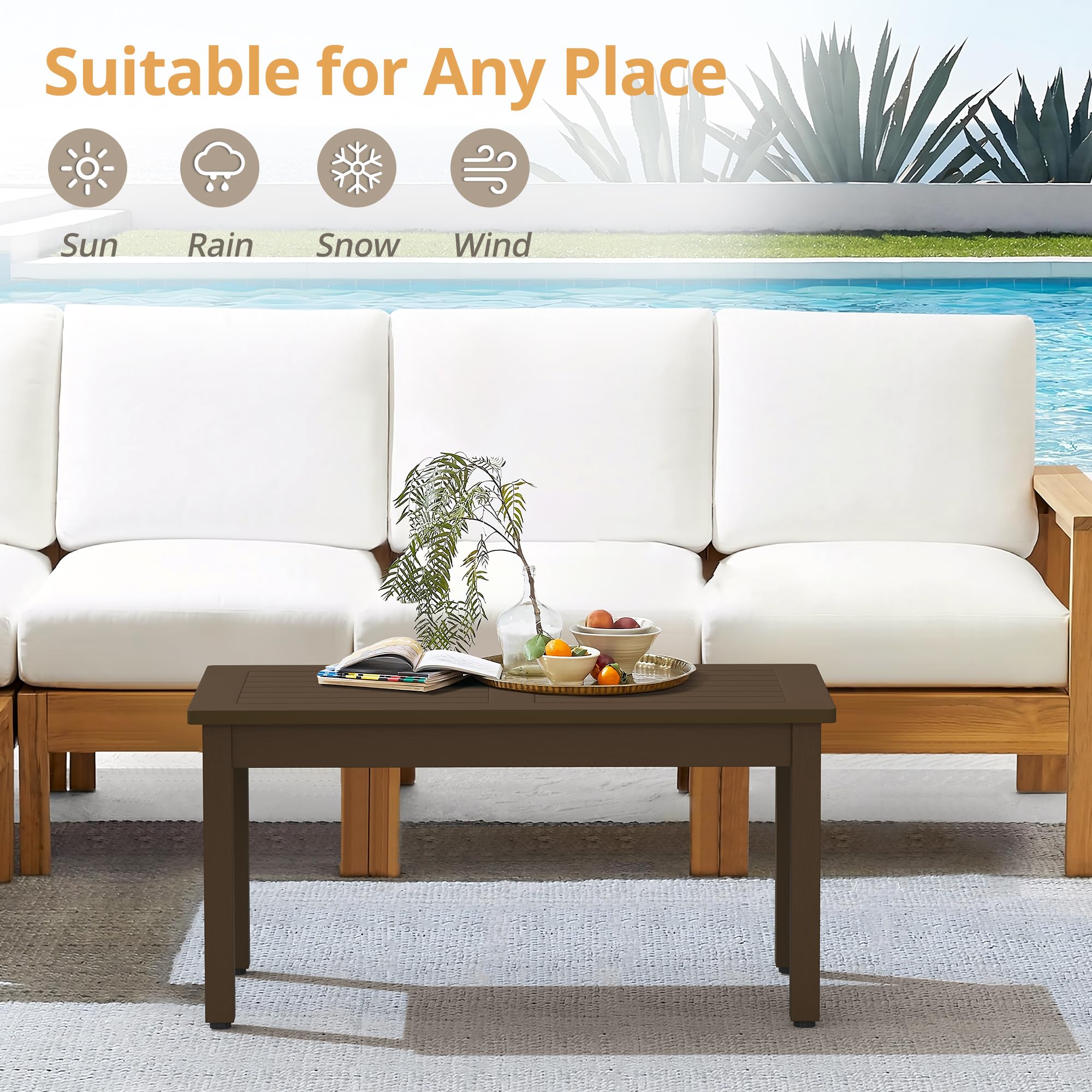 Snapklik.com : LUE BONA Outdoor Coffee Table Rectangle, HDPS Patio ...