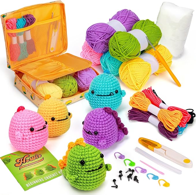 Amazon.com: PP OPOUNT Beginner Crochet Kit - 5 PCS Cute Dinosaurs ...