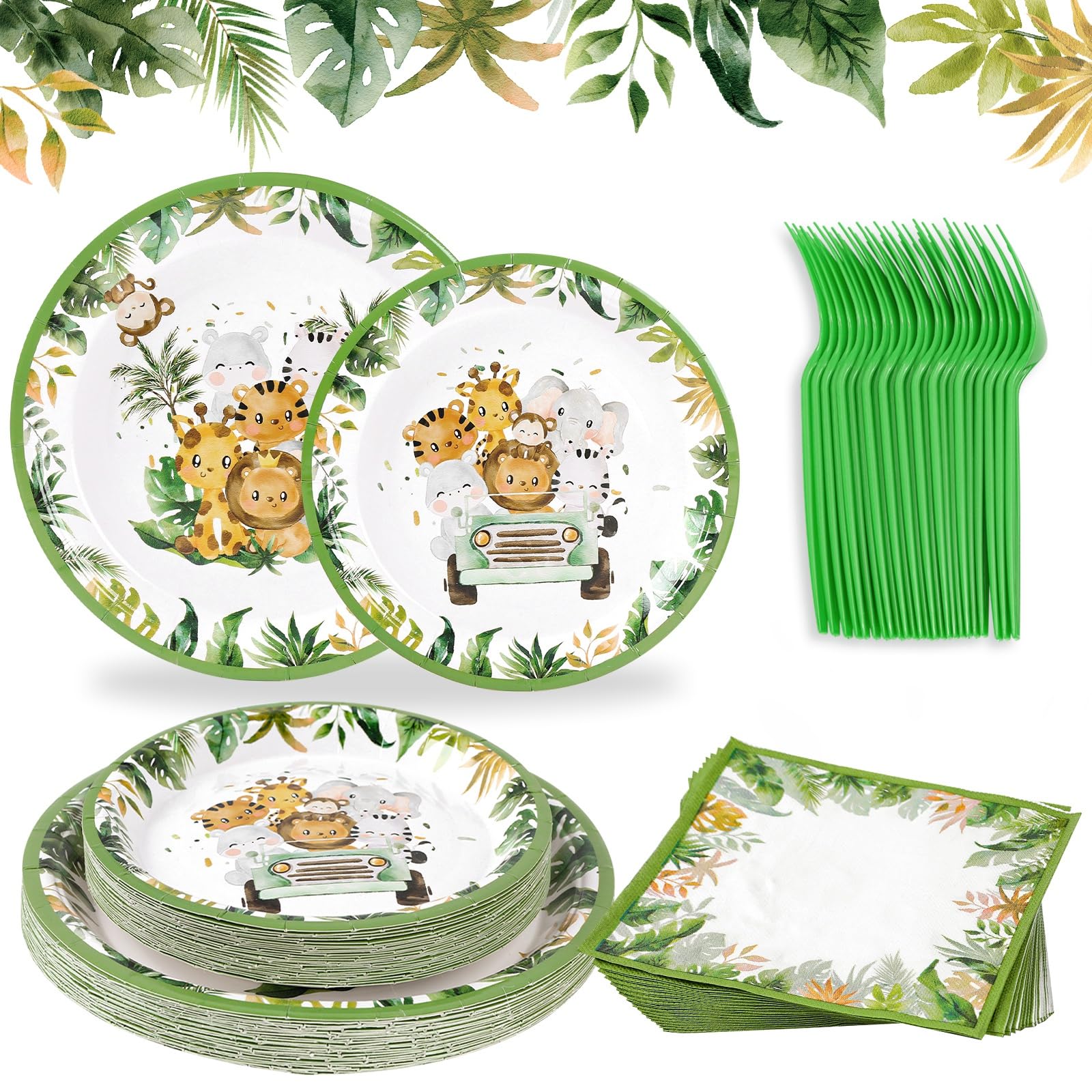 Jungle Safari Baby Shower Plates Napkins for Forest Animal Friends ...