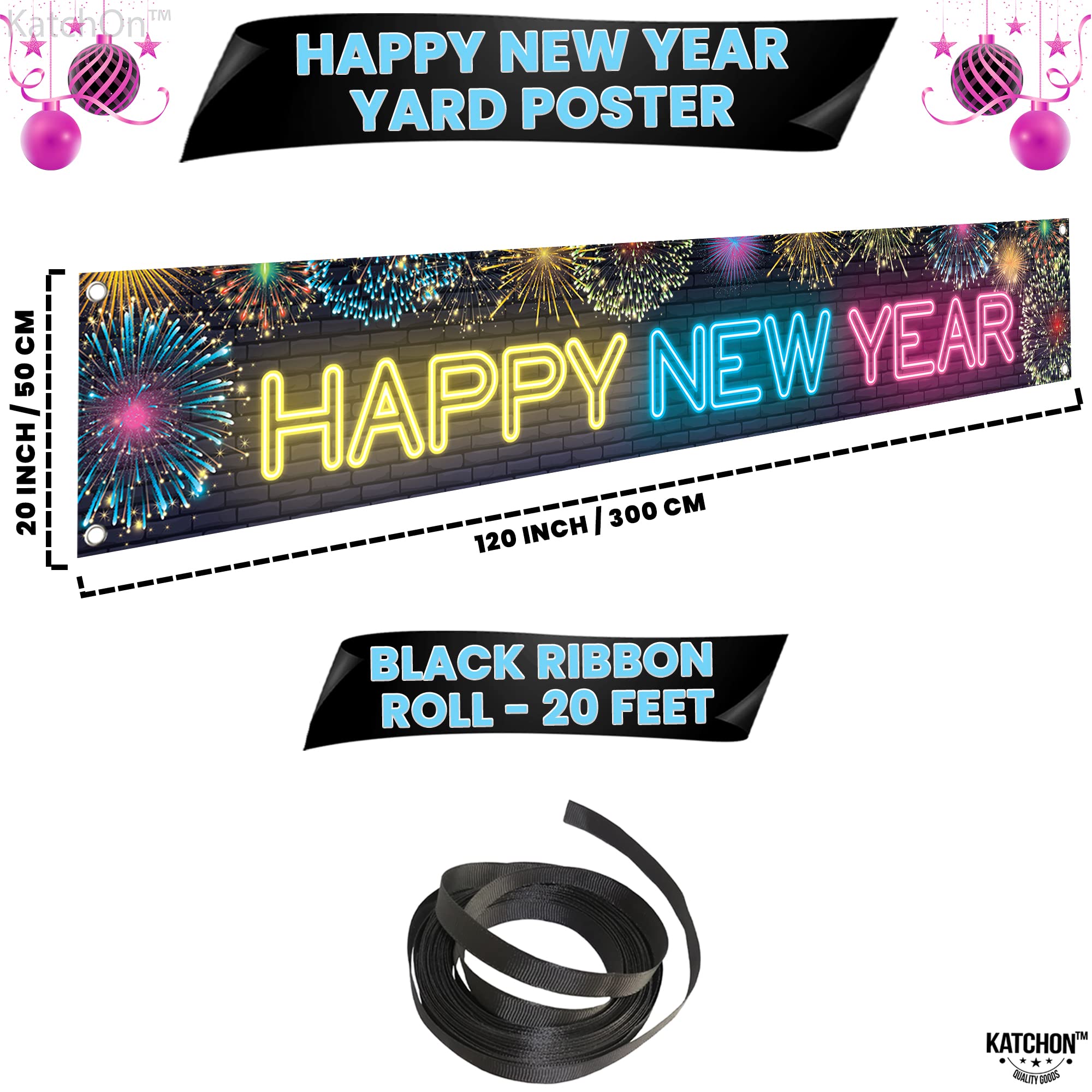 Snapklik.com : Neon Happy New Year Banner - XtraLarge 120x20 Inch ...