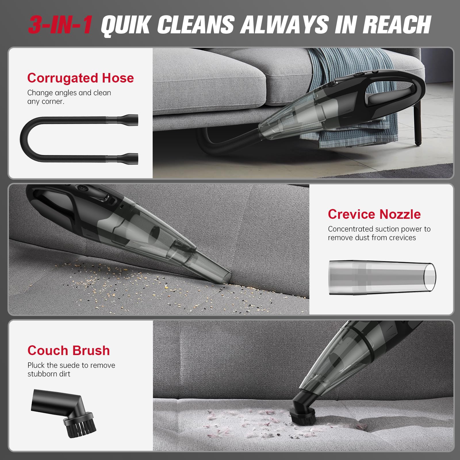 Snapklik.com : Handheld Vacuum Cordless Rechargeable, Lightweight Mini ...