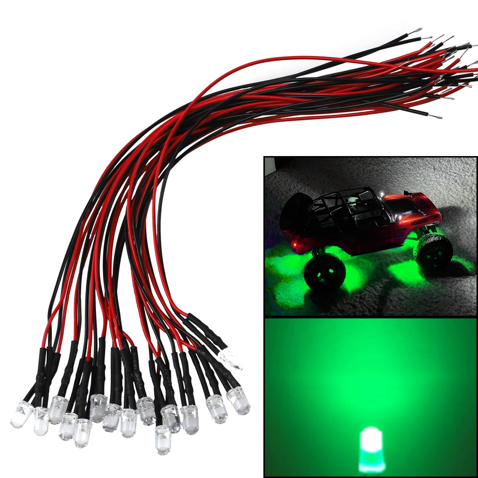 Amazon.com: 15PCS HIRCQOO RC Car 3MM & 5MM Pre Wired Led Light Emitting ...