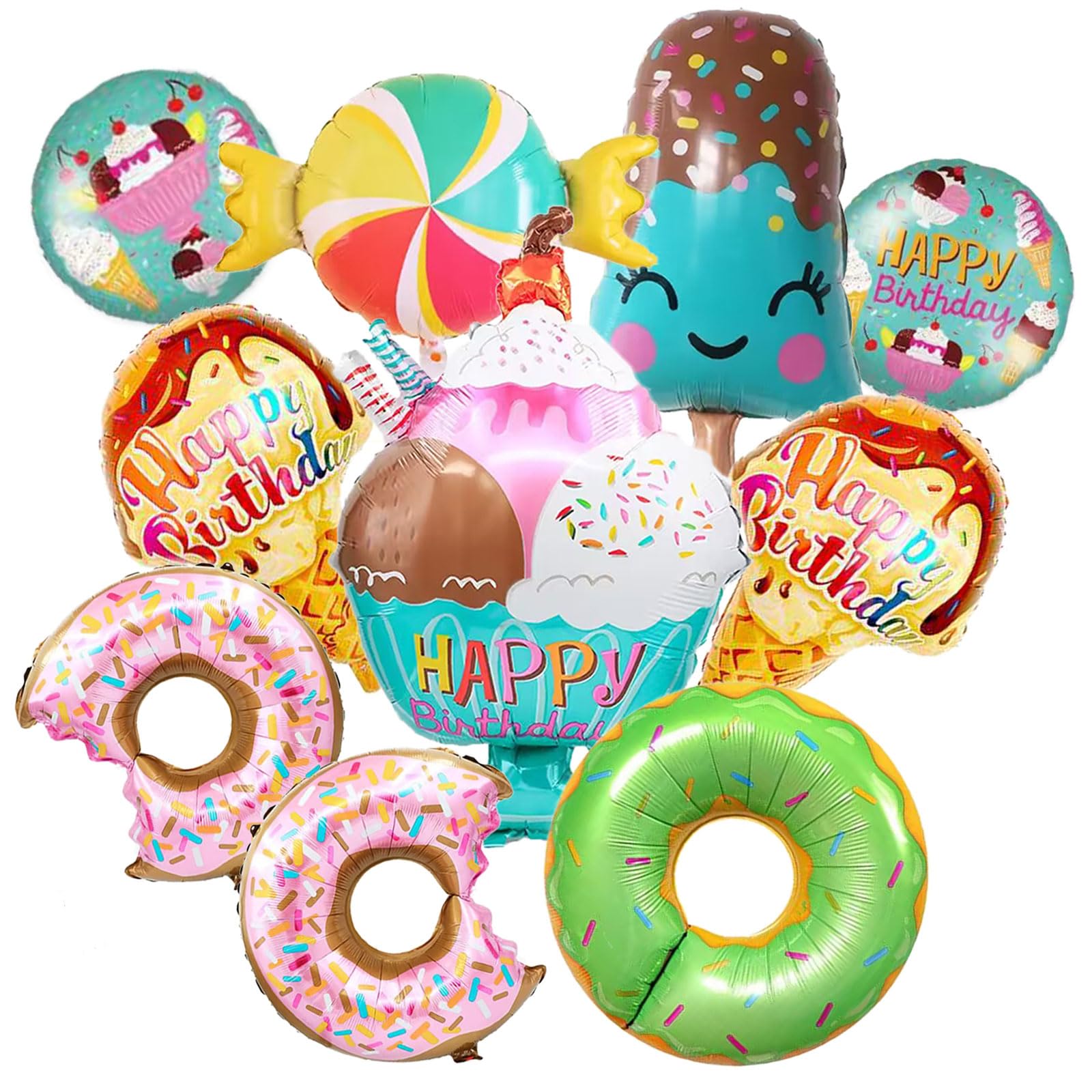 Snapklik.com : 10 Pcs Donut Balloons Large Ice Cream Candy Doughnut ...