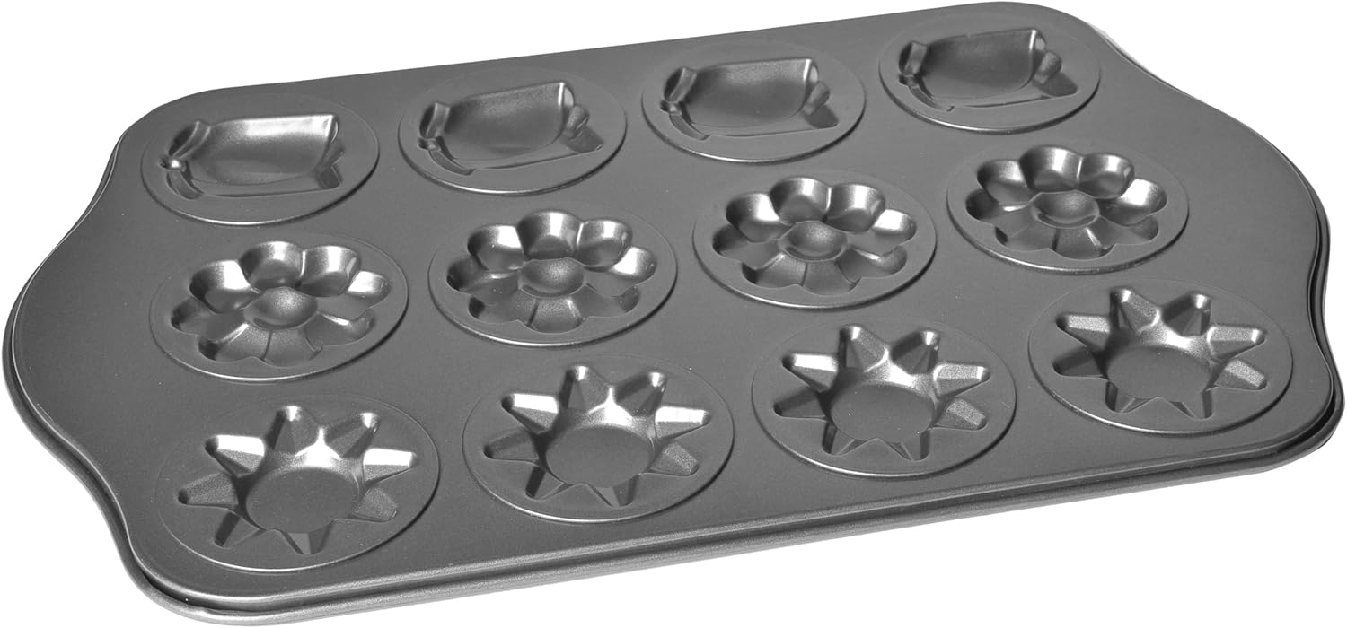 Amazon.com: Chloe's Kitchen 12-Cup Cookie Pan, Multi Flower, Non-Stick ...